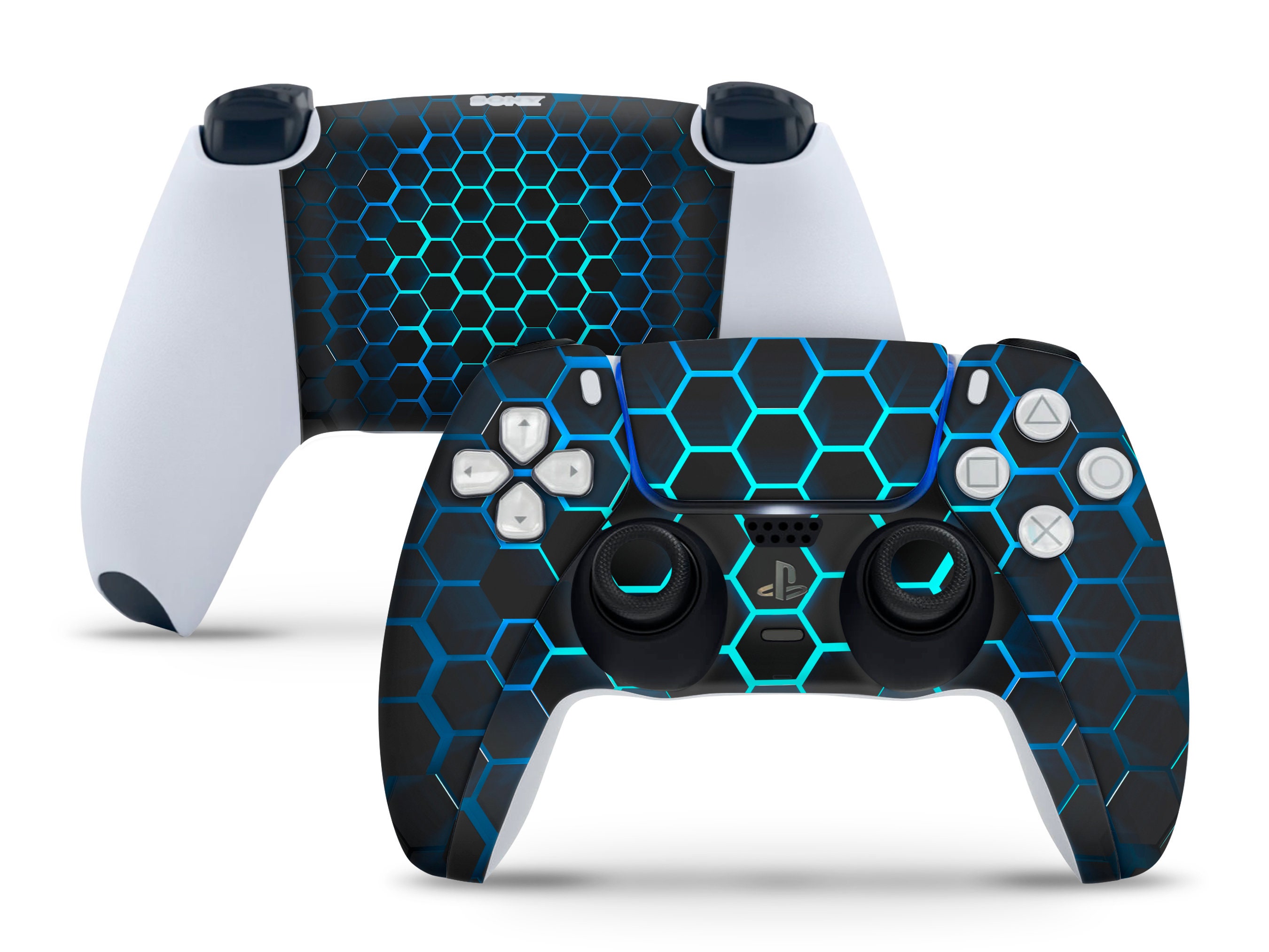 Blue Hexagon PS5 Controller & Console Skin Neon Blue - Etsy Australia