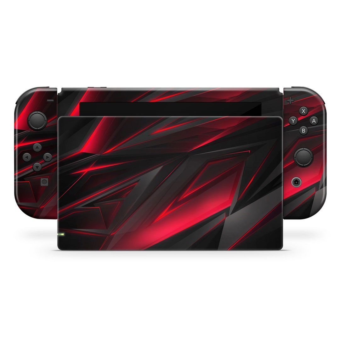 Nintendo Switch Skin Wrap Red Polygon, Abstract Black Red Pattern ...