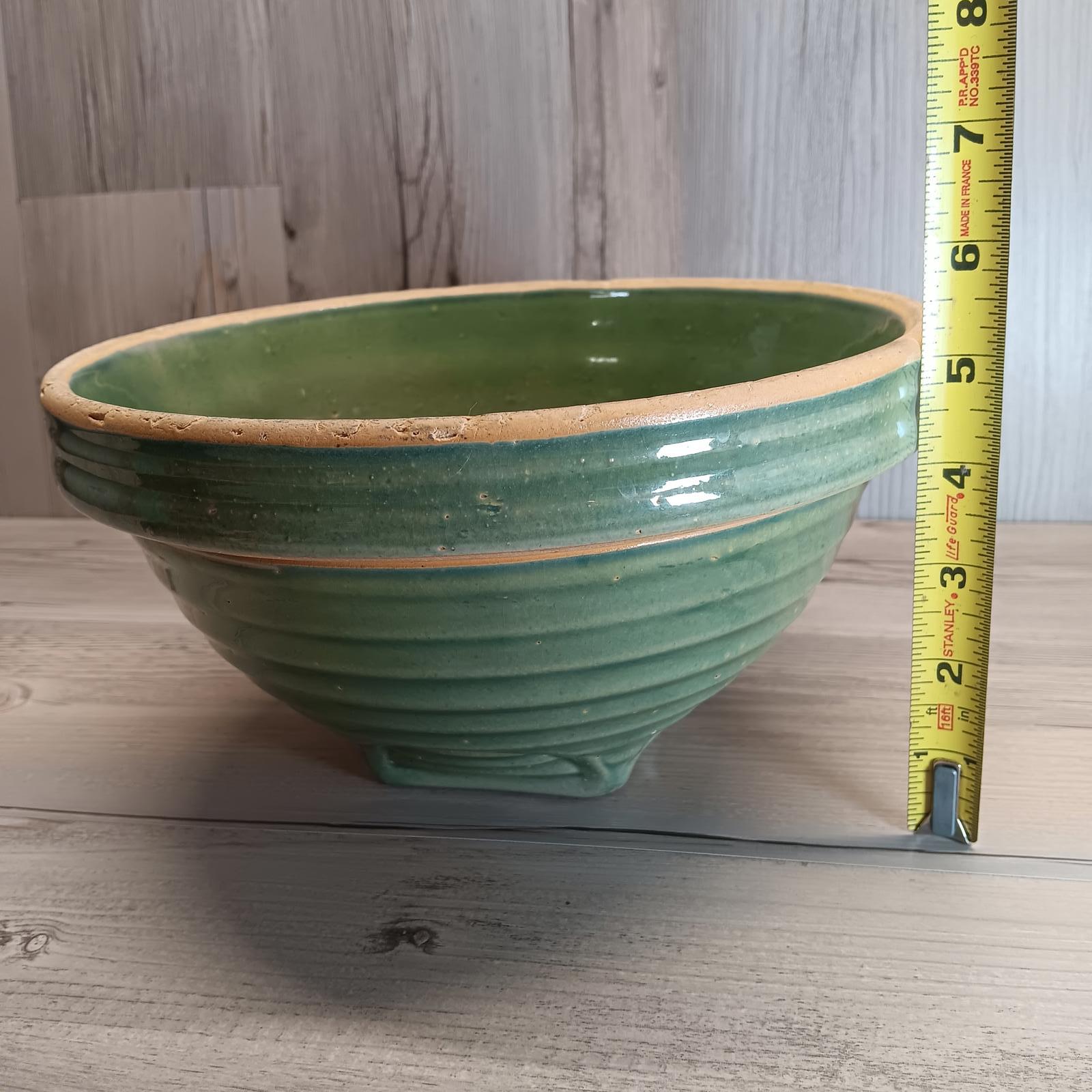 Antique Nelson Mccoy Pottery Green Beehive Stoneware Bowl No 2 Shield ...
