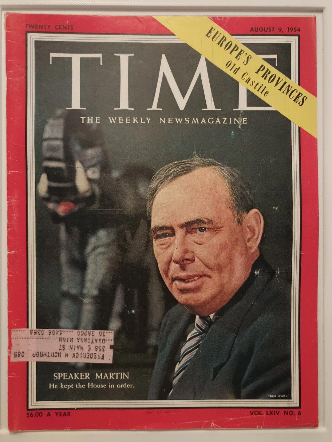 Vintage Time Magazine August 8, 1954 Speaker Martin Cover - Etsy