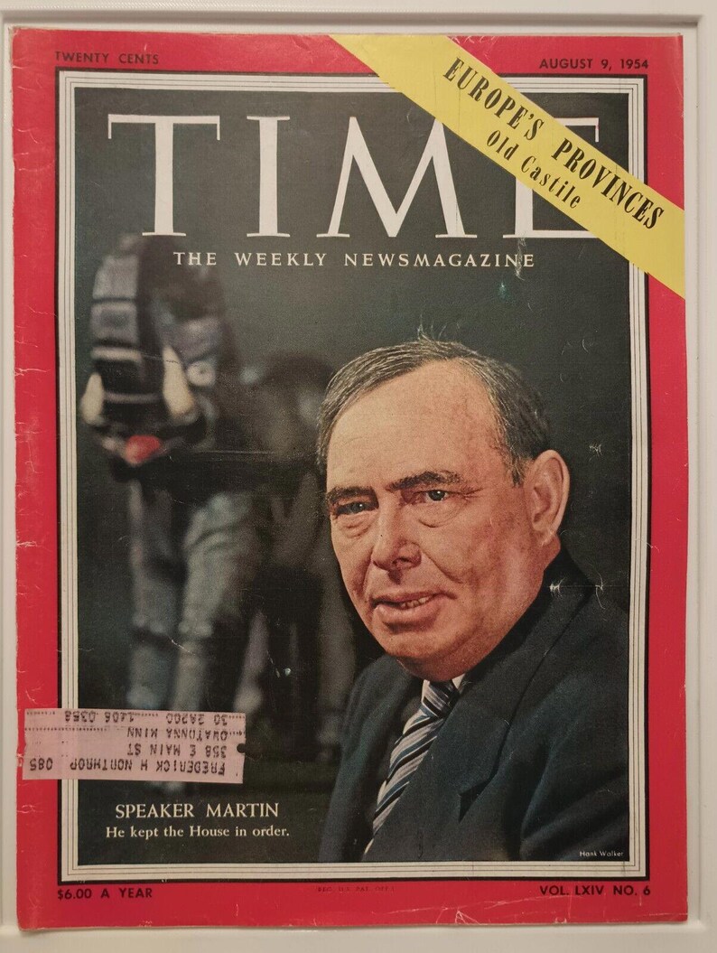Vintage Time Magazine August 8, 1954 Speaker Martin Cover - Etsy