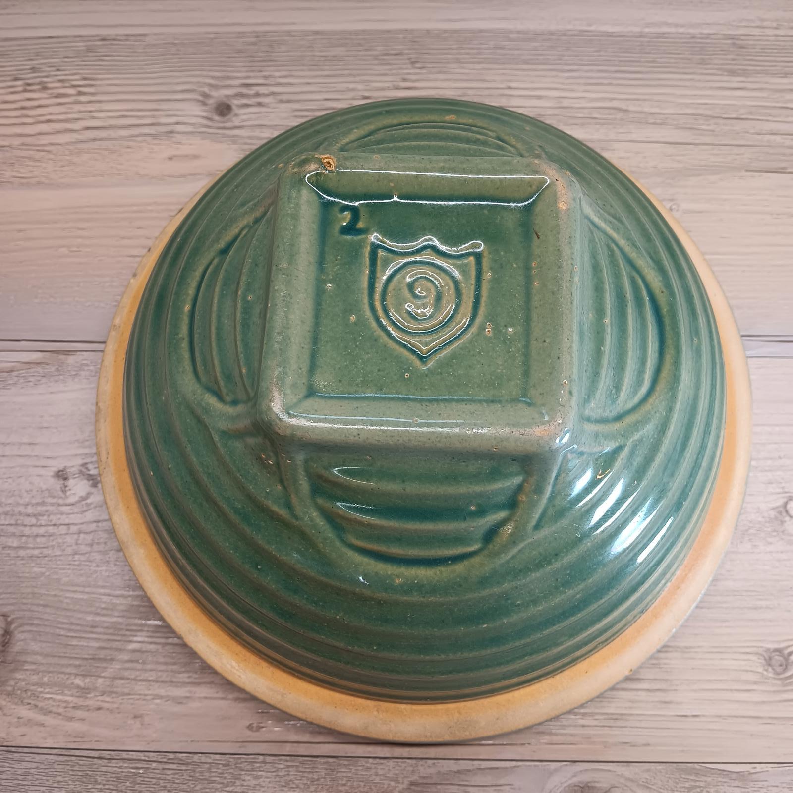 Antique Nelson Mccoy Pottery Green Beehive Stoneware Bowl No 2 Shield ...