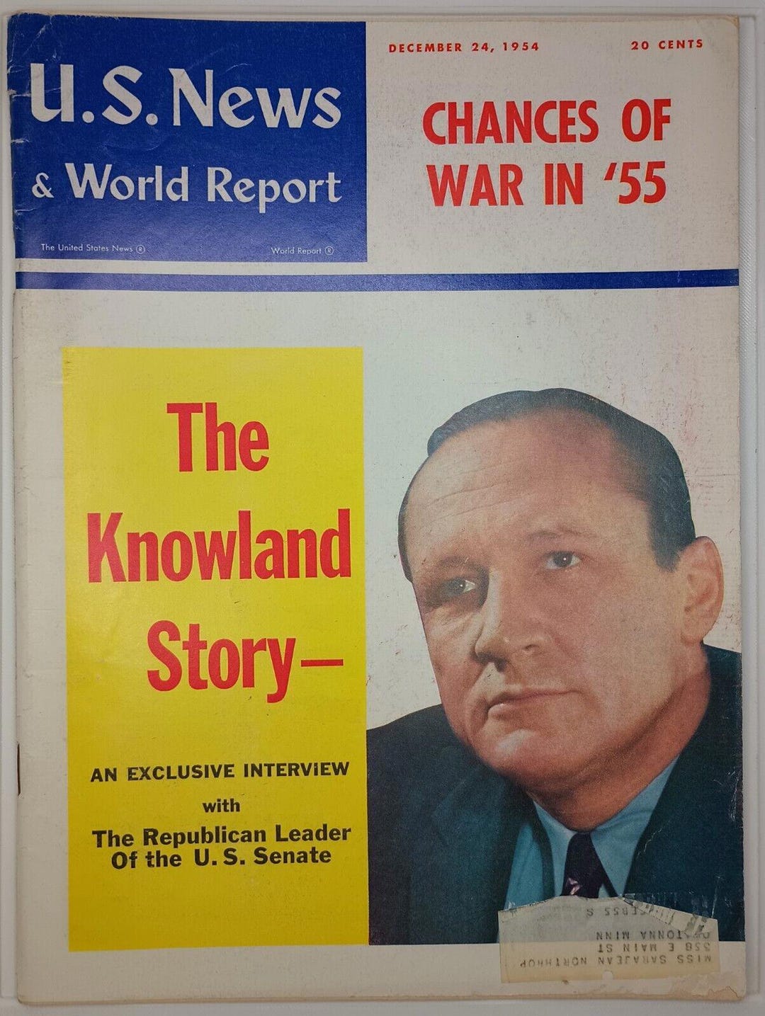 U.S News & World Report 1954, December 24th, the Knowland Story. - Etsy