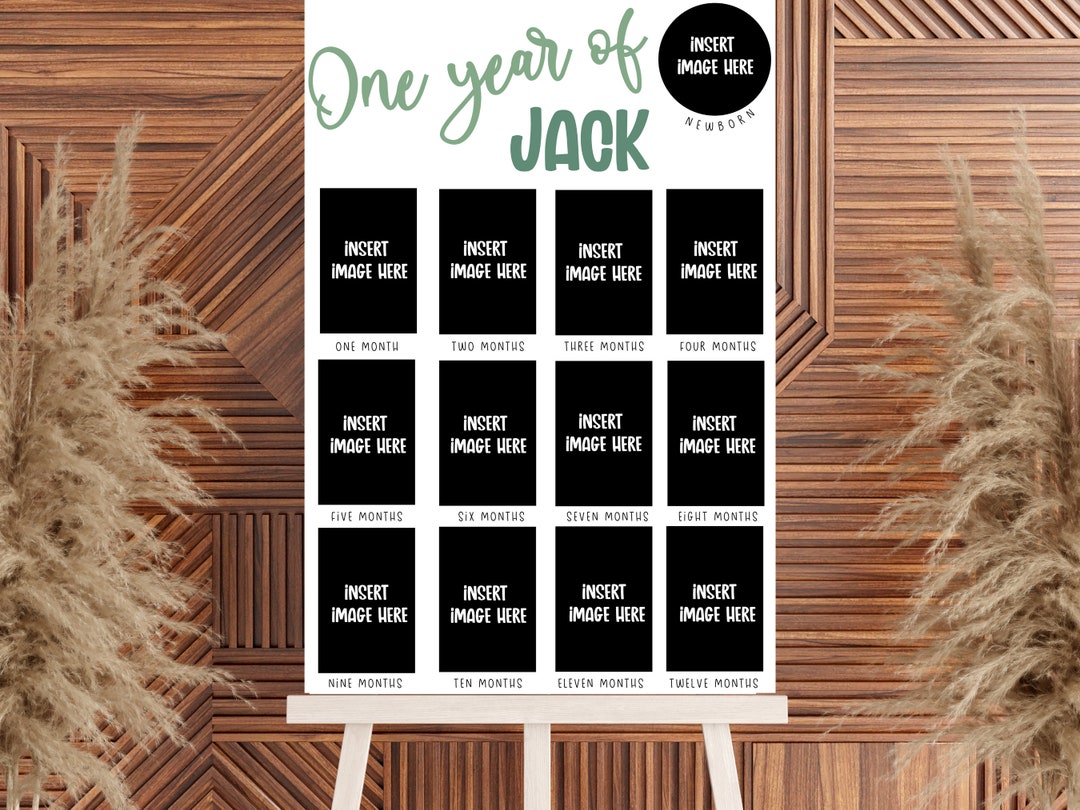 My First Year Poster Template Modern 1st Birthday Photo Collage Board ...