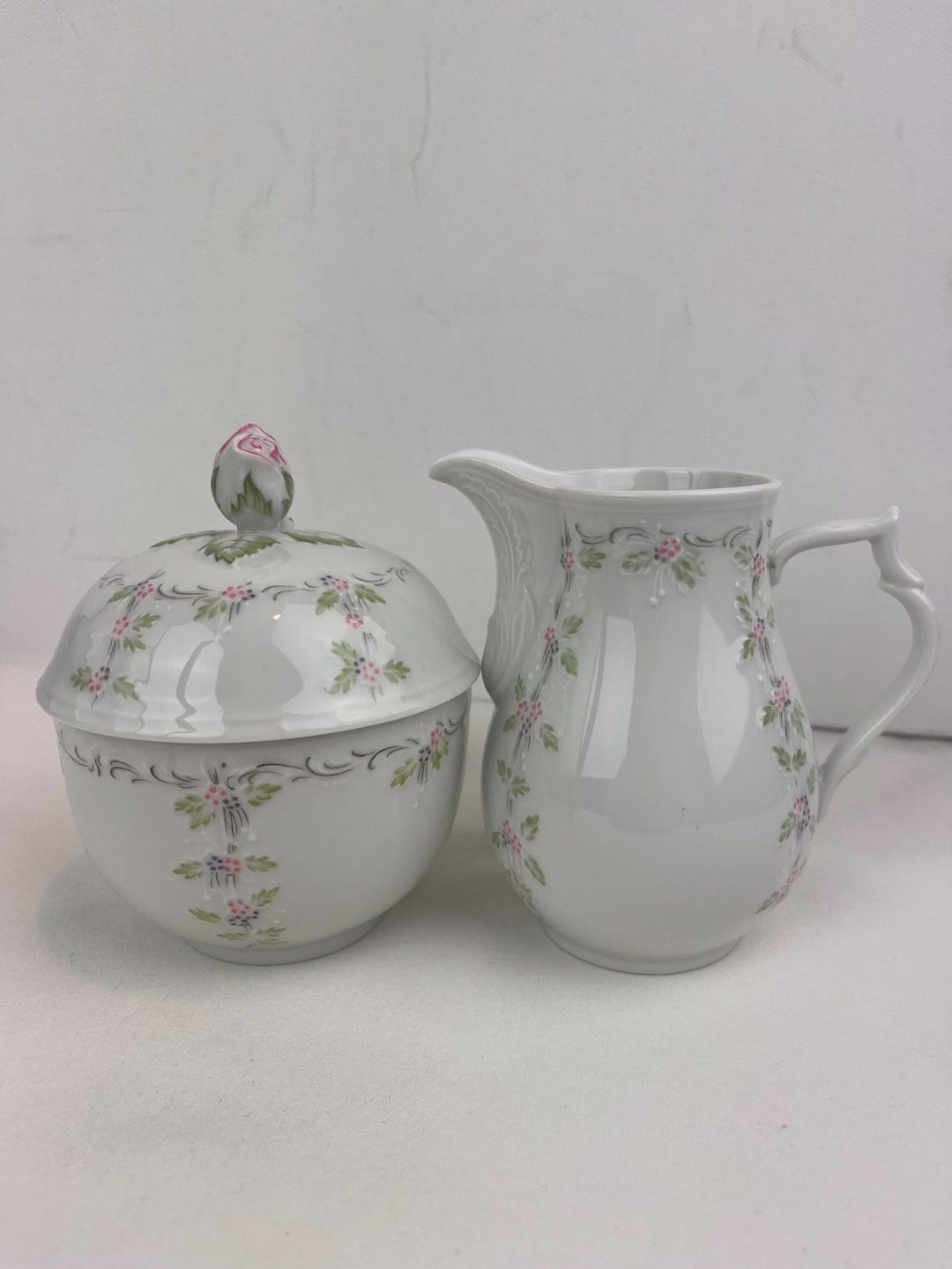 Kaiser Orangerie Sugar Bowl and Creamer Pink Rose West Germany - Etsy