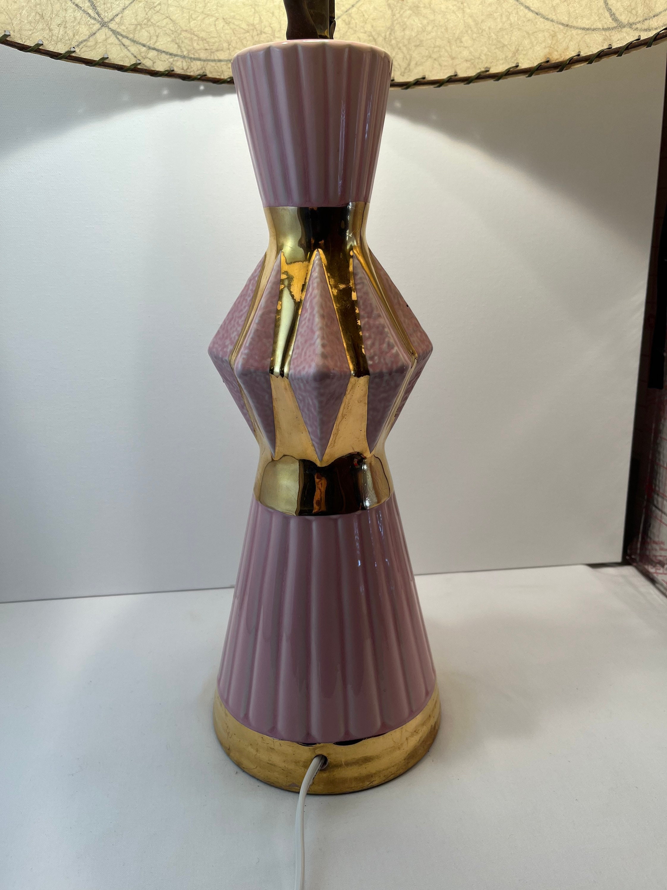 Vintage Pink and Gold Lamp - Etsy