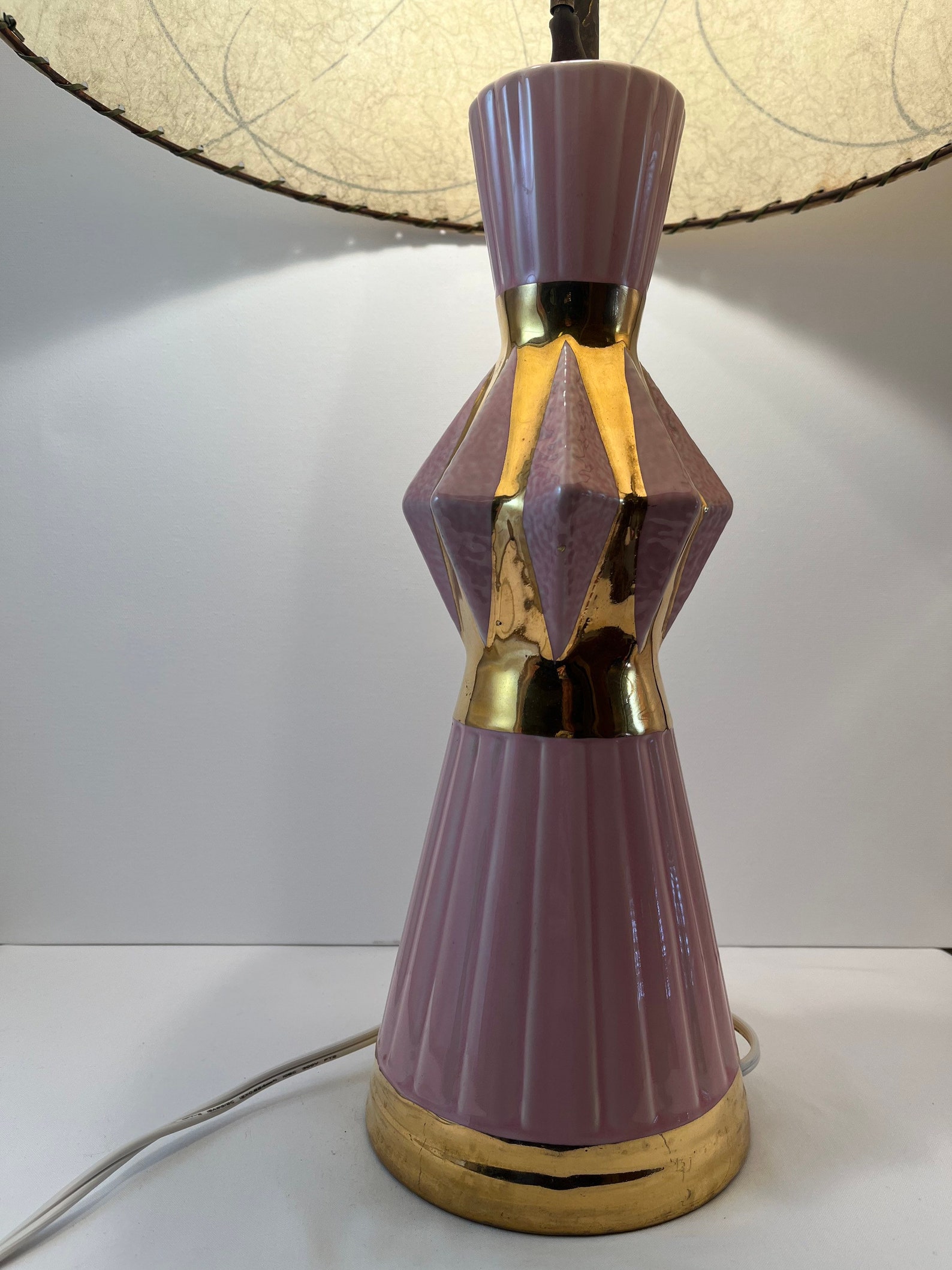 Vintage Pink and Gold Lamp - Etsy