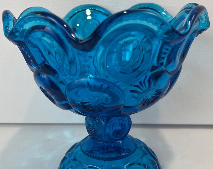 L.E. Smith Moon and Stars Blue Candy Dish - Etsy