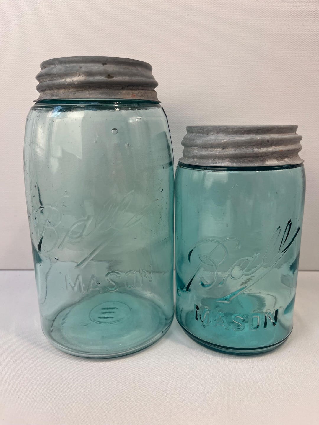 Vintage Blue Ball Jars Triple Loop Quart 1900-1910 and Dropped A Pint ...