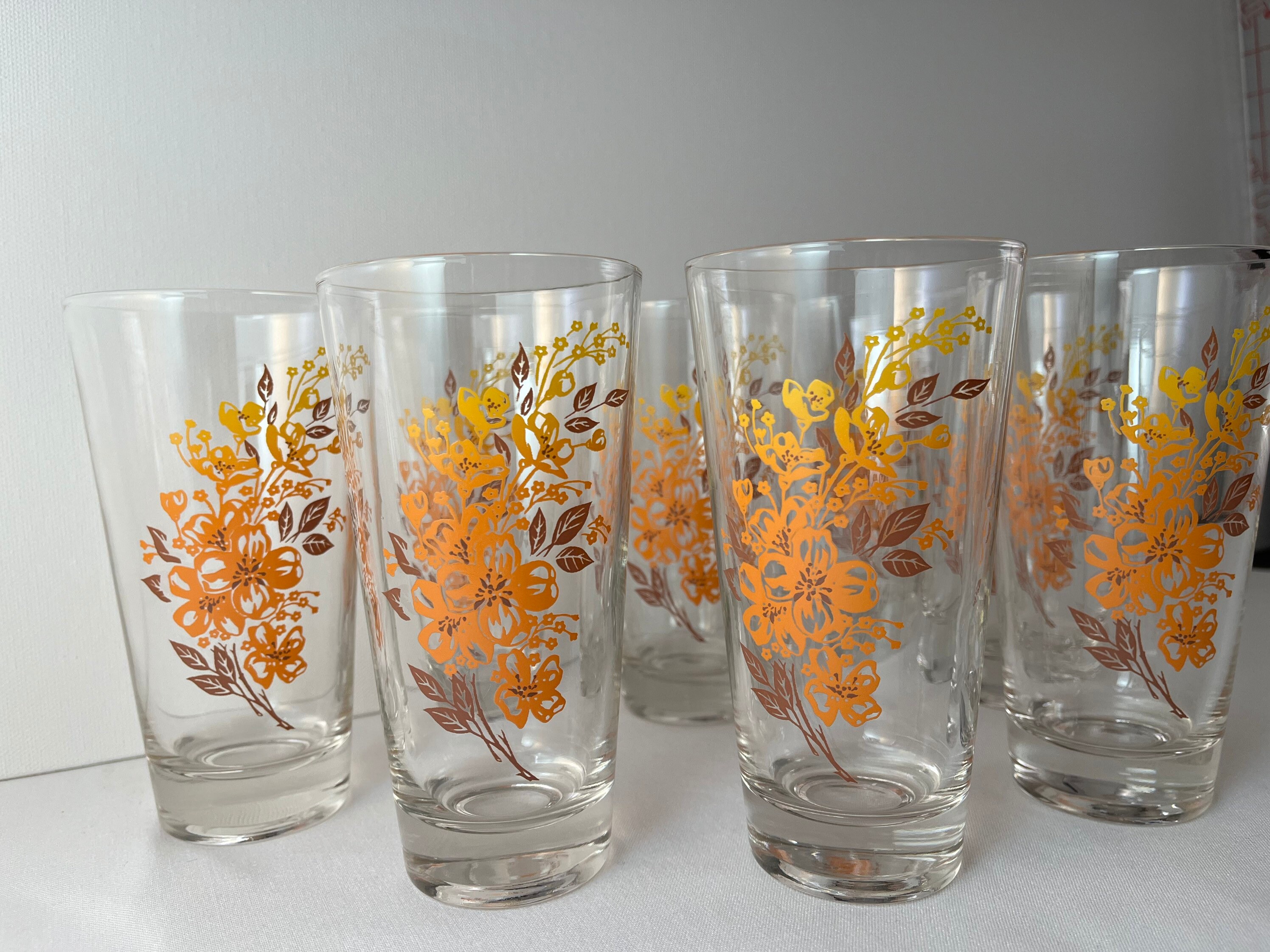 Autumn Colored Drinking Glasses Sets of 4 - Etsy