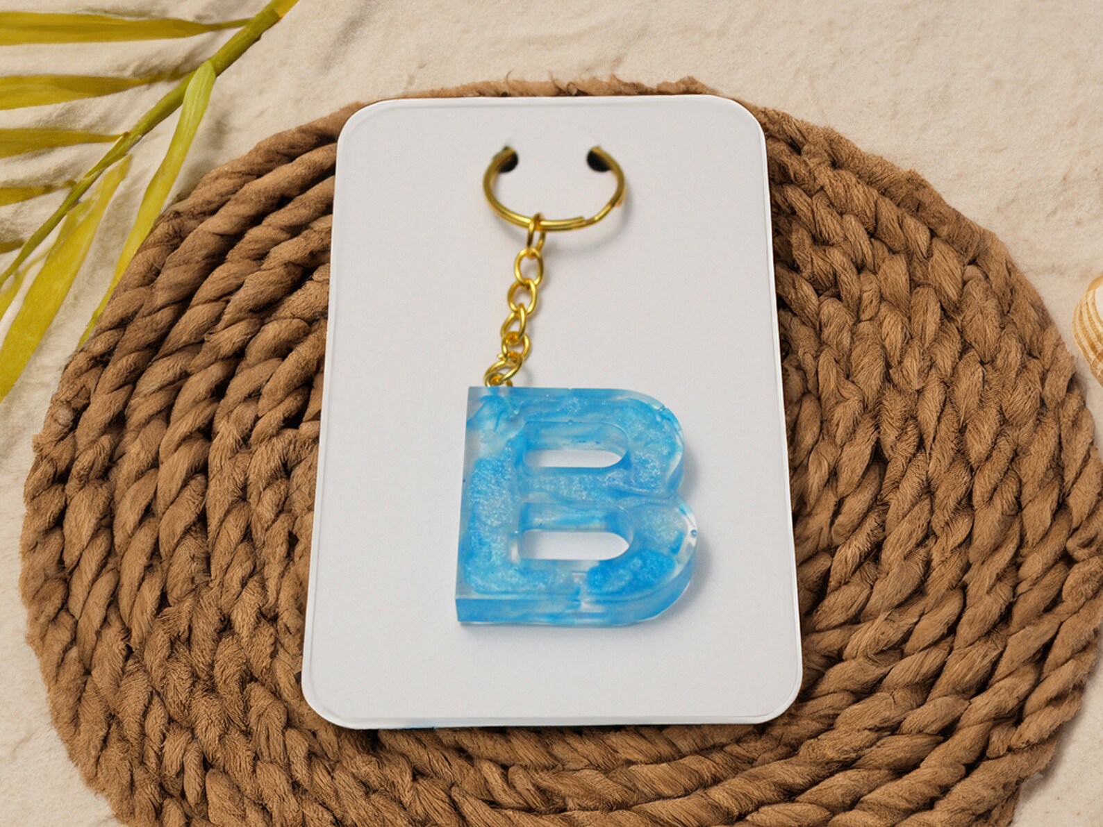 Blue Sky Resin Initial Keychain: Personalized Letter Keyring - Etsy