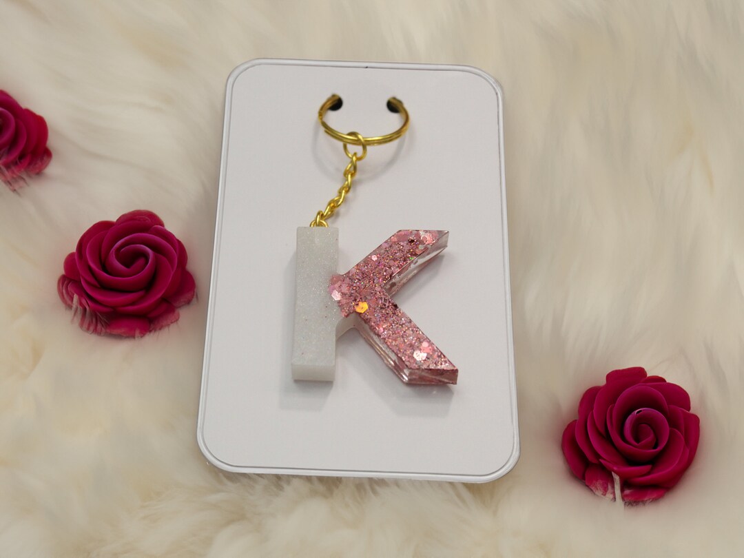Keychain Personalized Custom Pink Letter K Gift for Anniversary Gift ...