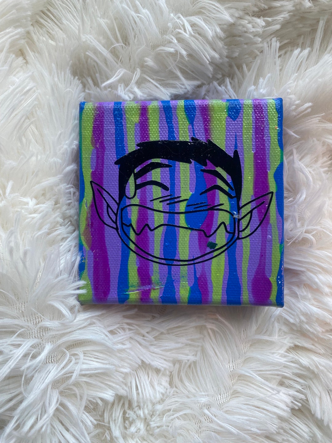 Beast Boy Mini Drip Canvas - Etsy