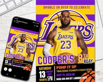 Los Angeles Lakers Themed Ticket Invitation, Lakers Ticket Invite ...