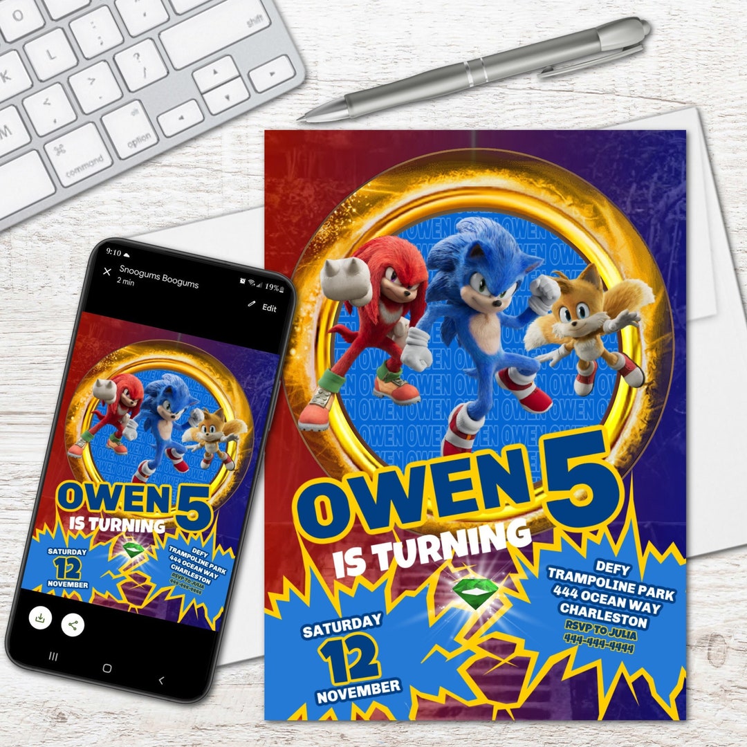 Custom Sonic Birthday Invite, Sonic Birthday Party, Sonic Party Theme ...