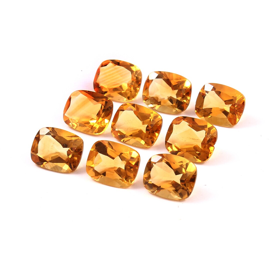 Long Cushion Shape Natural Citrine Gemstone | 9X11 MM Faceted Citrine ...
