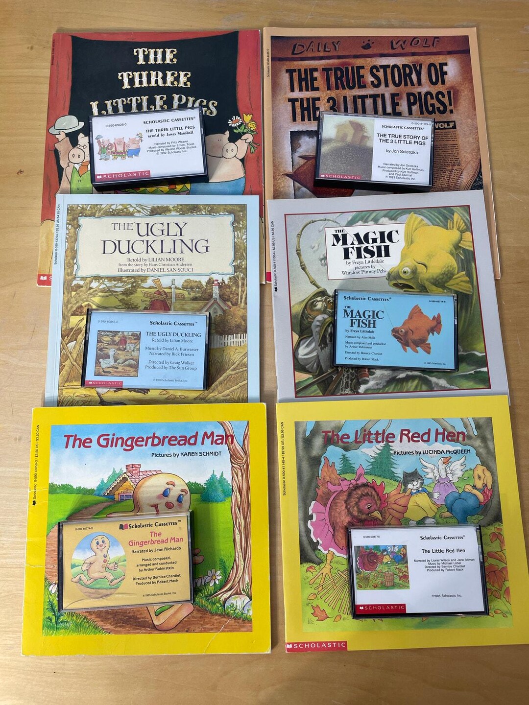 Vintage Scholastic Book and Cassette Sets Six Stories Three Little Pigs ...