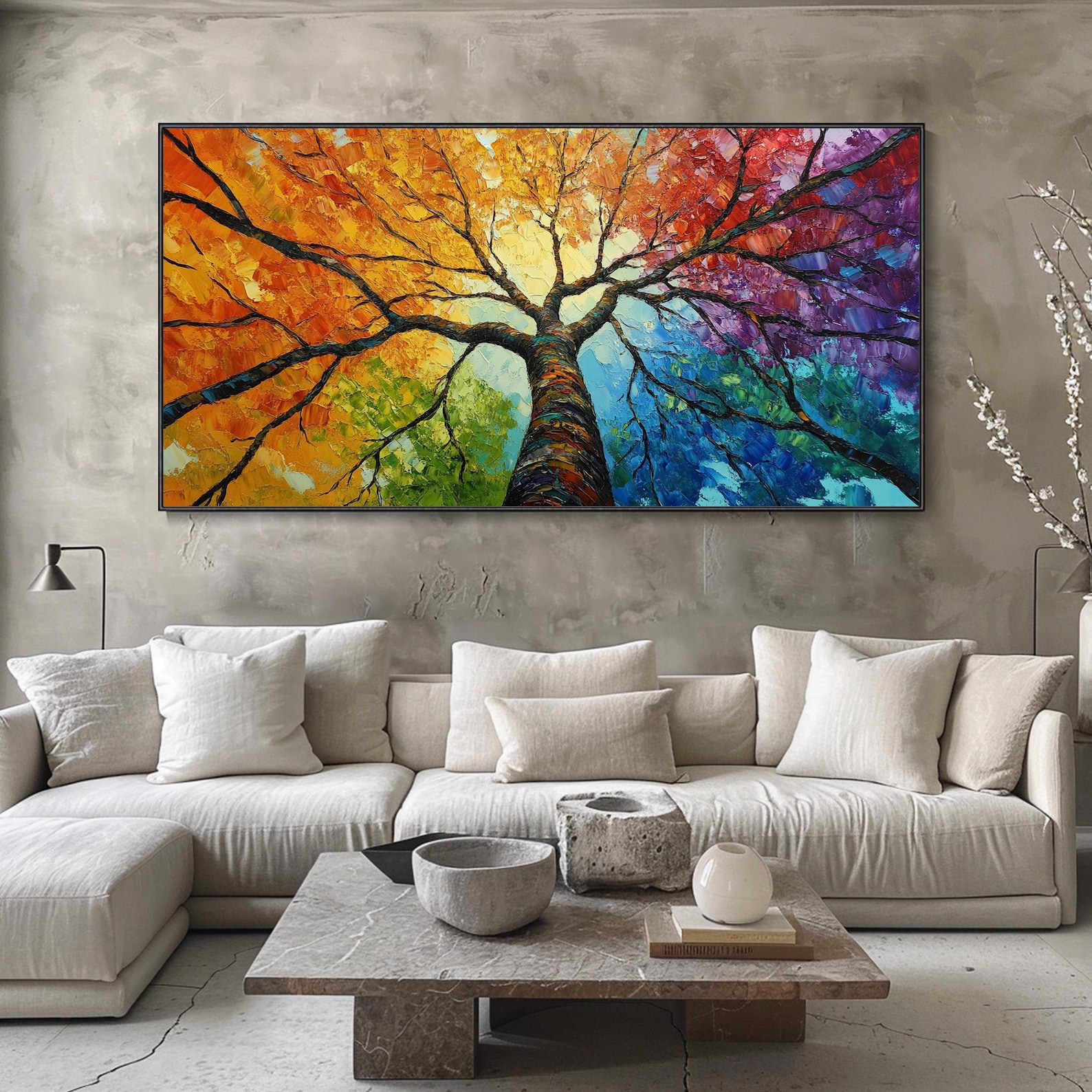 Vibrant Tree Canopy Art Colorful Abstract Forest Oil Painting Large ...