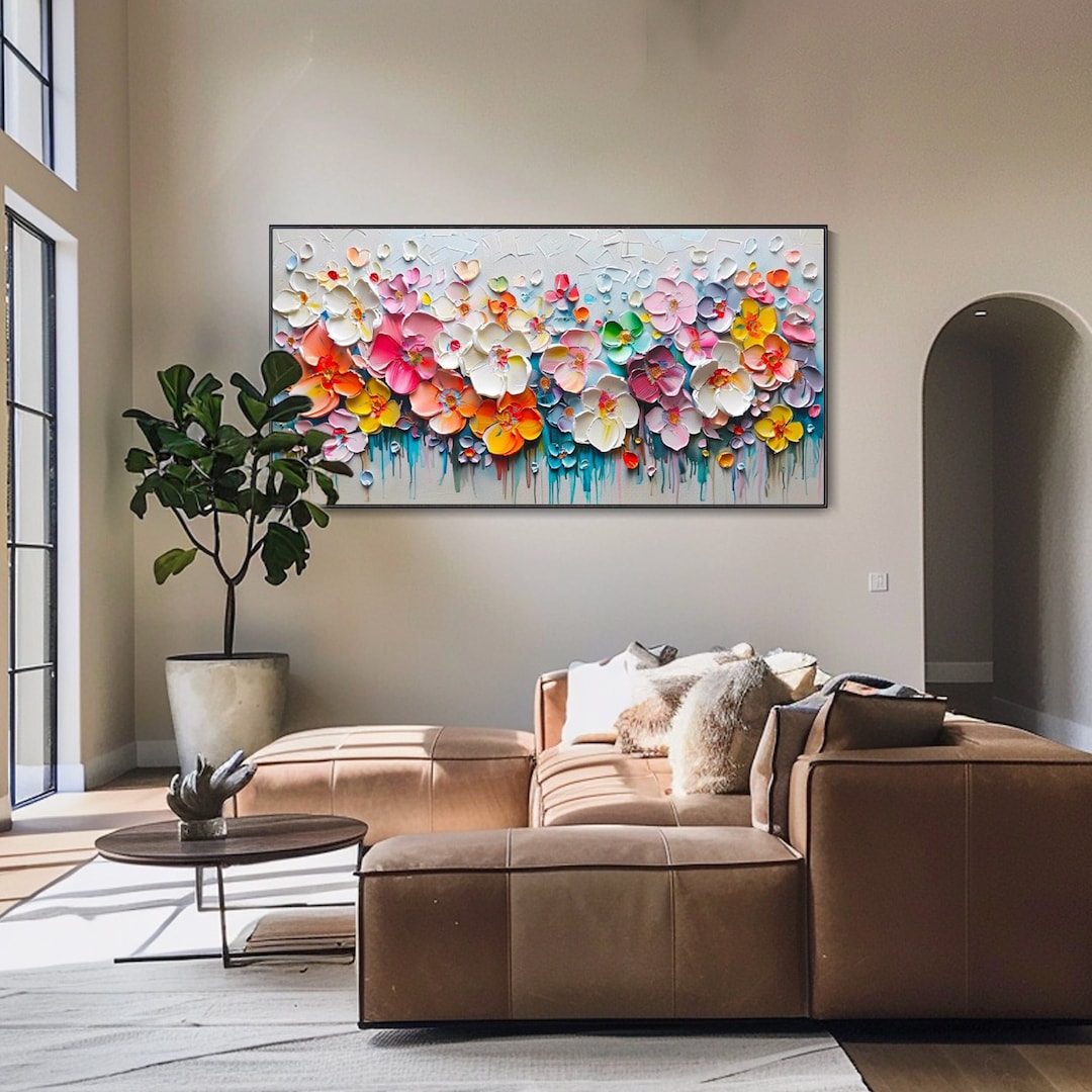 3D Hand-painted Colorful Boho Art, Abstract Landscape Floral Texture ...
