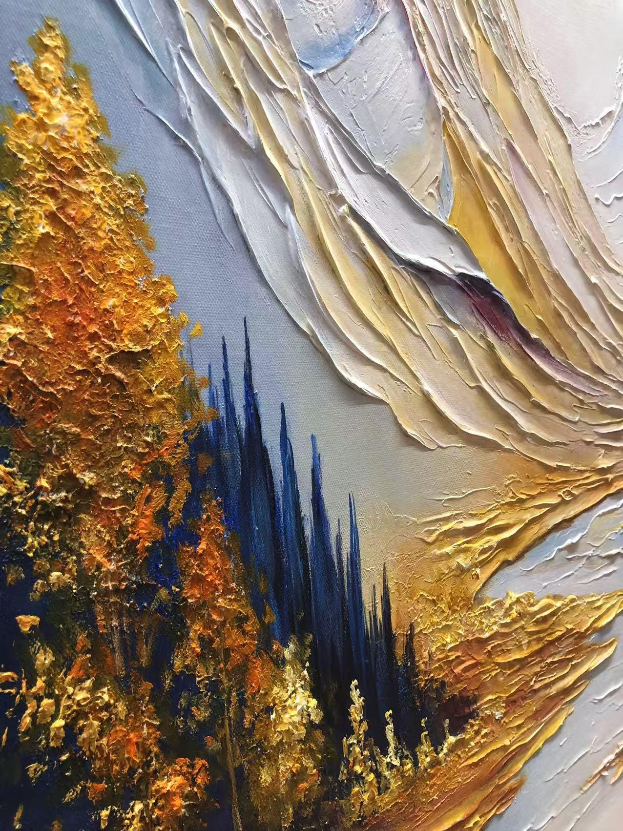 Original 3D Textured Wall Art Plaster Style Mountain Painting on Canvas ...