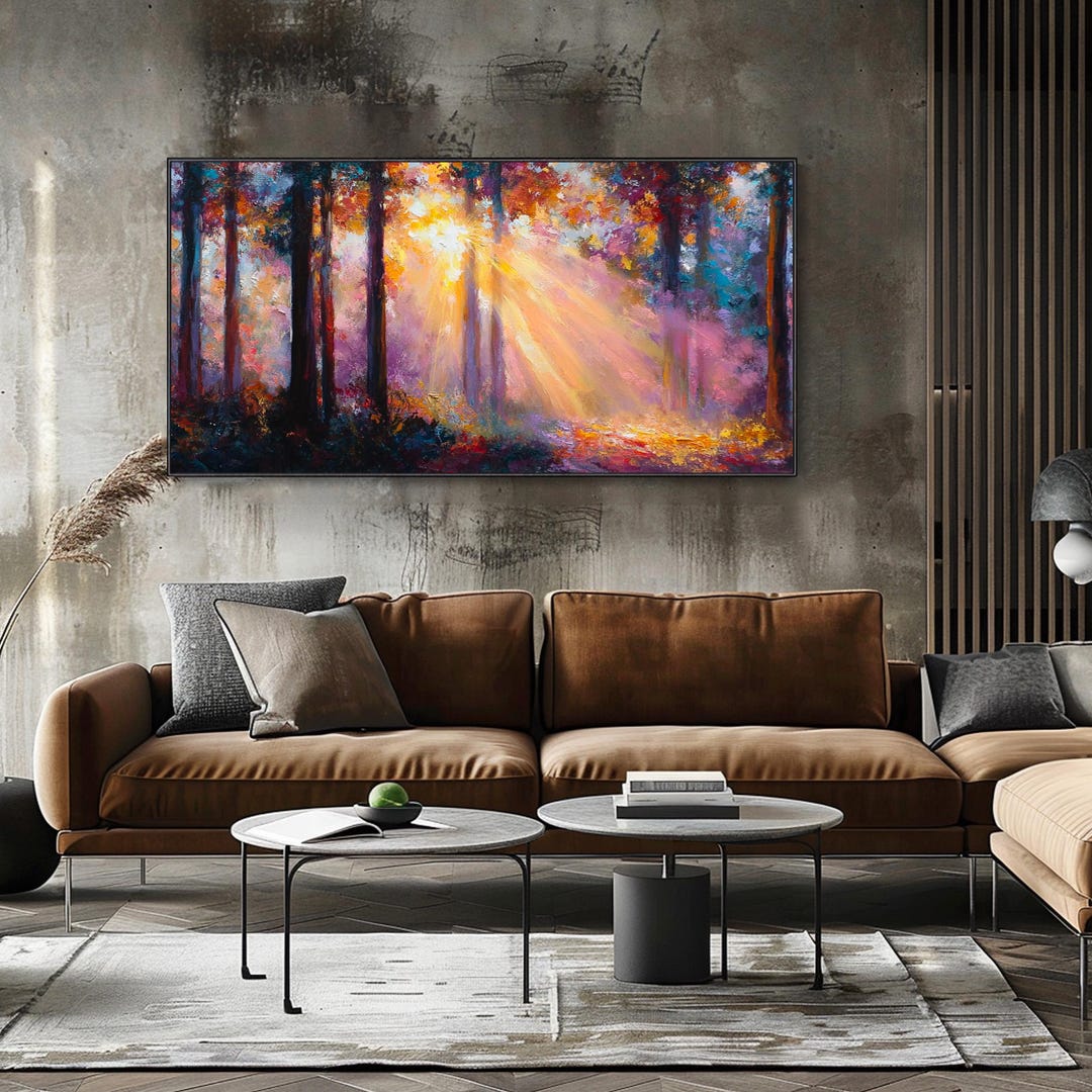 3D Relief Textured Tree Painting Original Colorful Forest Painting on ...