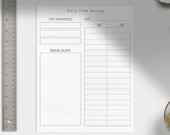 Daily Time Boxing To-do List Work Sheet - Printable Daily Time Blocking ...