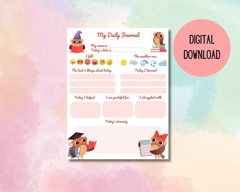 Kids Daily Journal Printable | Journal for Kids | Diary for Children ...