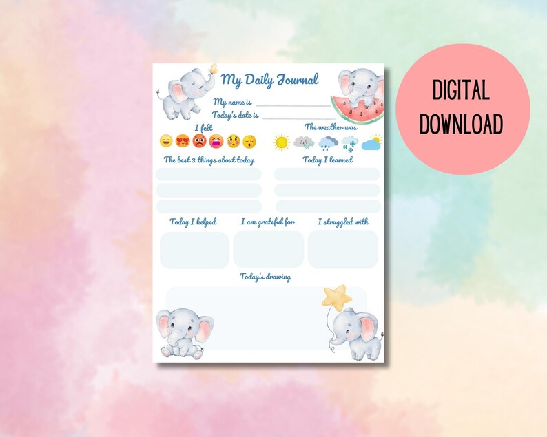 Kids Daily Journal Printable | Journal for Kids | Diary for Children ...