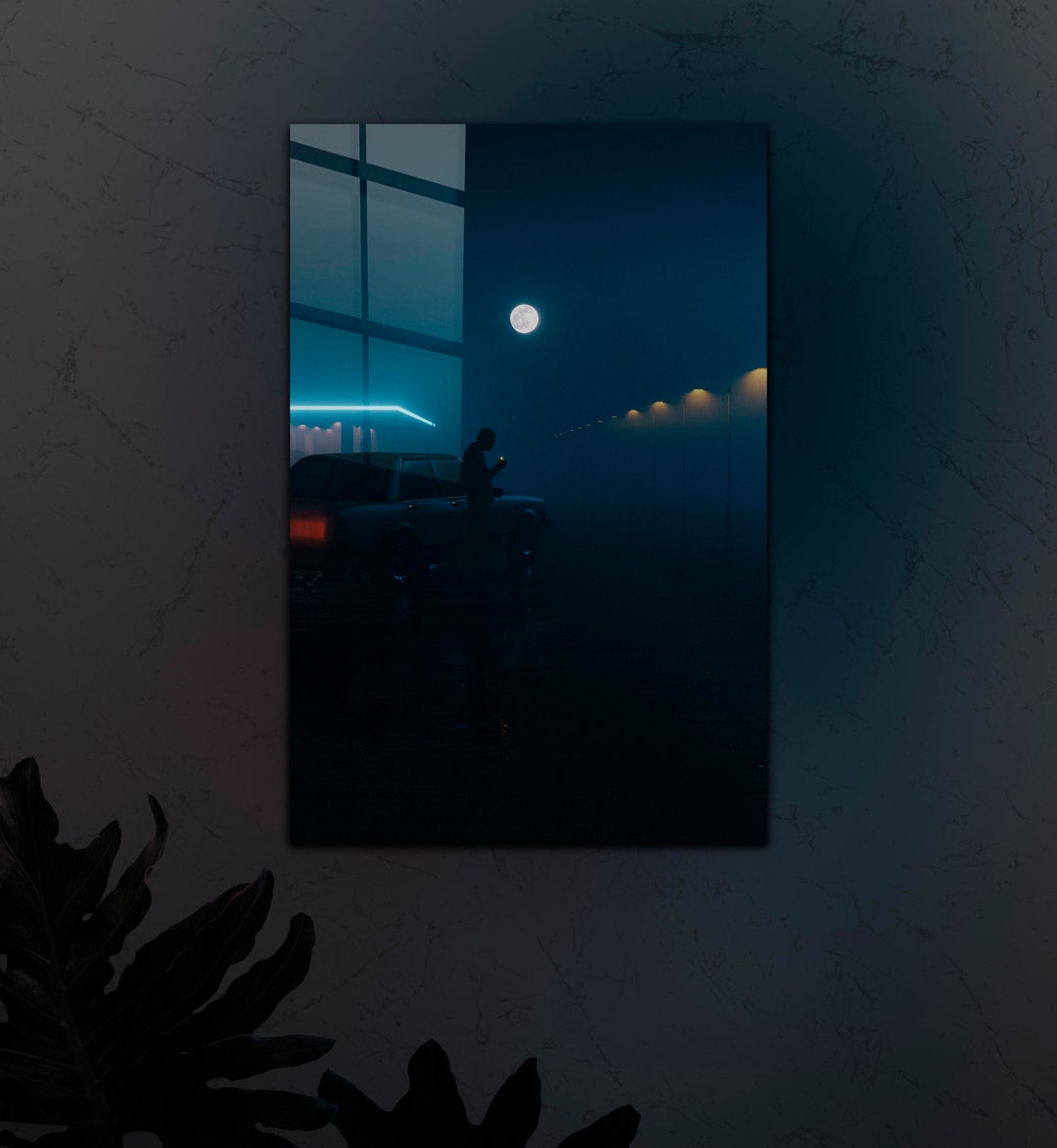 Tempered Glass Man Smoking Poster in Moonlight Glass - Etsy