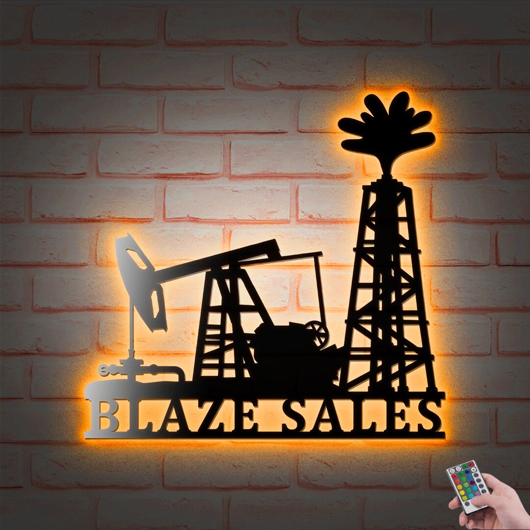 Oil Derrick Personalized Led Lights Metal Wall Decor Custom - Etsy