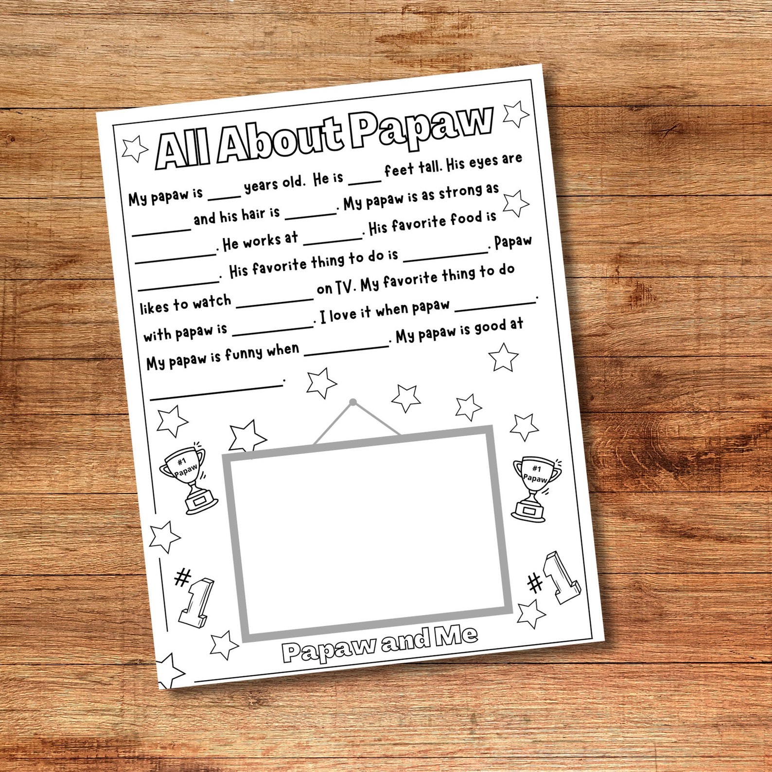 All About Papaw Printable, Father's Day Gifts From Kids, Grandparents ...