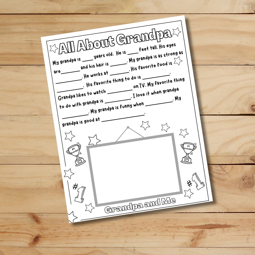 All About Grandpa Printable, Father's Day Gift From Kids, Fathers Day ...