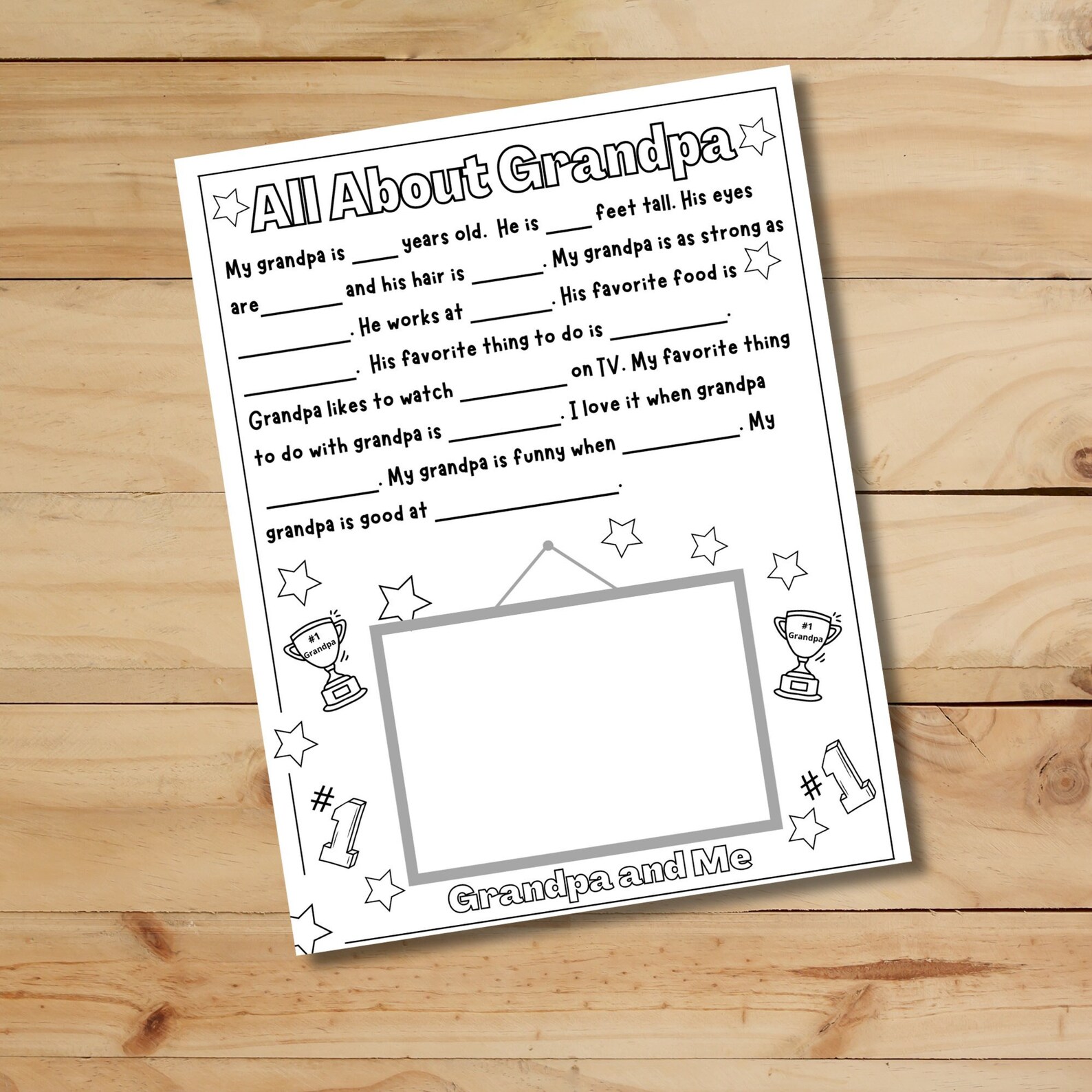 All About Grandpa Printable, Father's Day Gift From Kids, Fathers Day ...