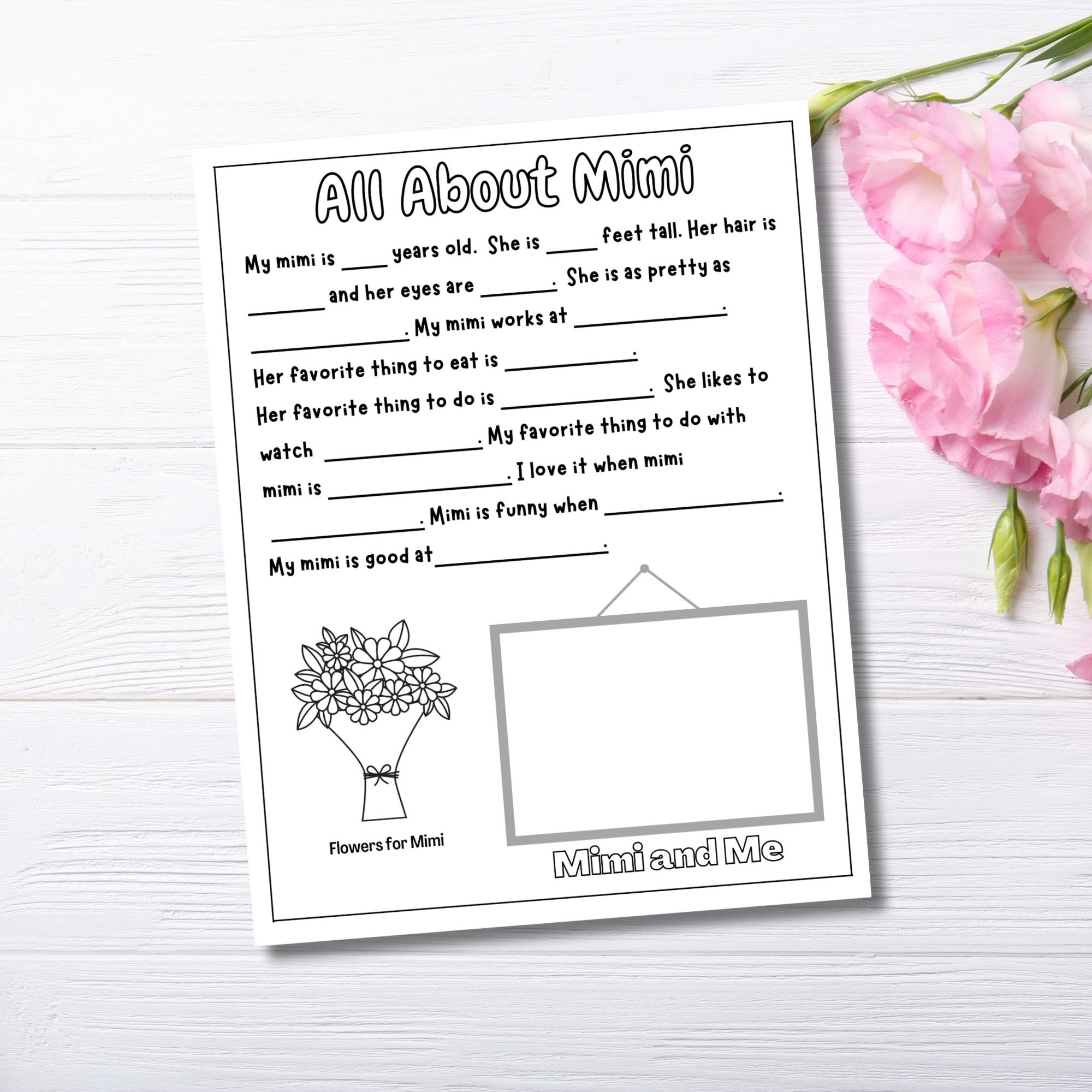 All About Mimi Printable, Gift for Mimi, Mother's Day, Mimi Interview ...