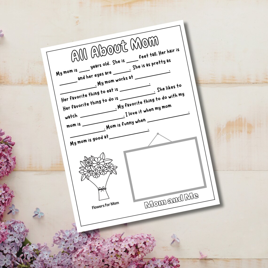 All About Mom Printable, Mother's Day Gift, Mother's Day Printable, Mom ...