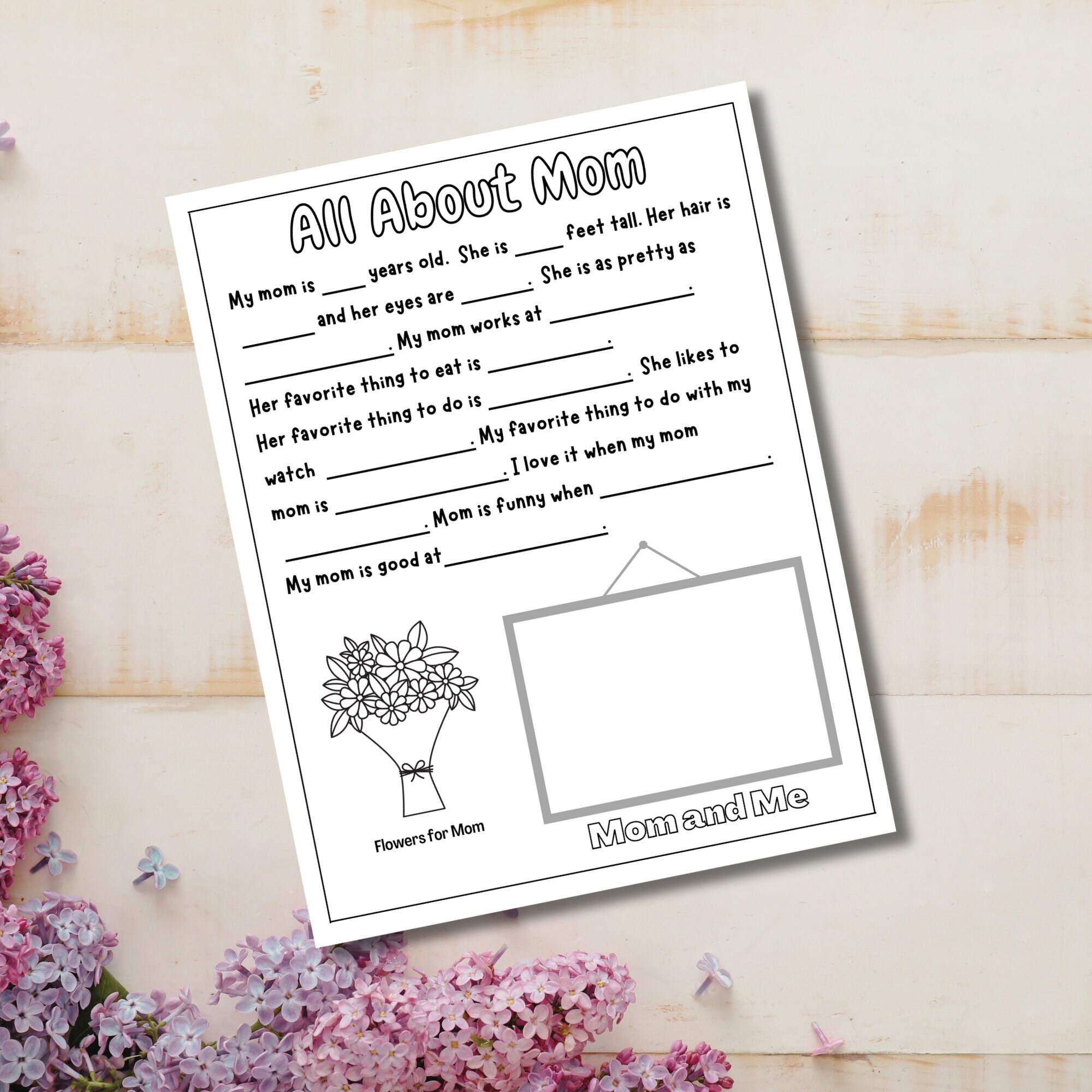 All About Mom Printable, Mother's Day Gift, Mother's Day Printable, Mom ...