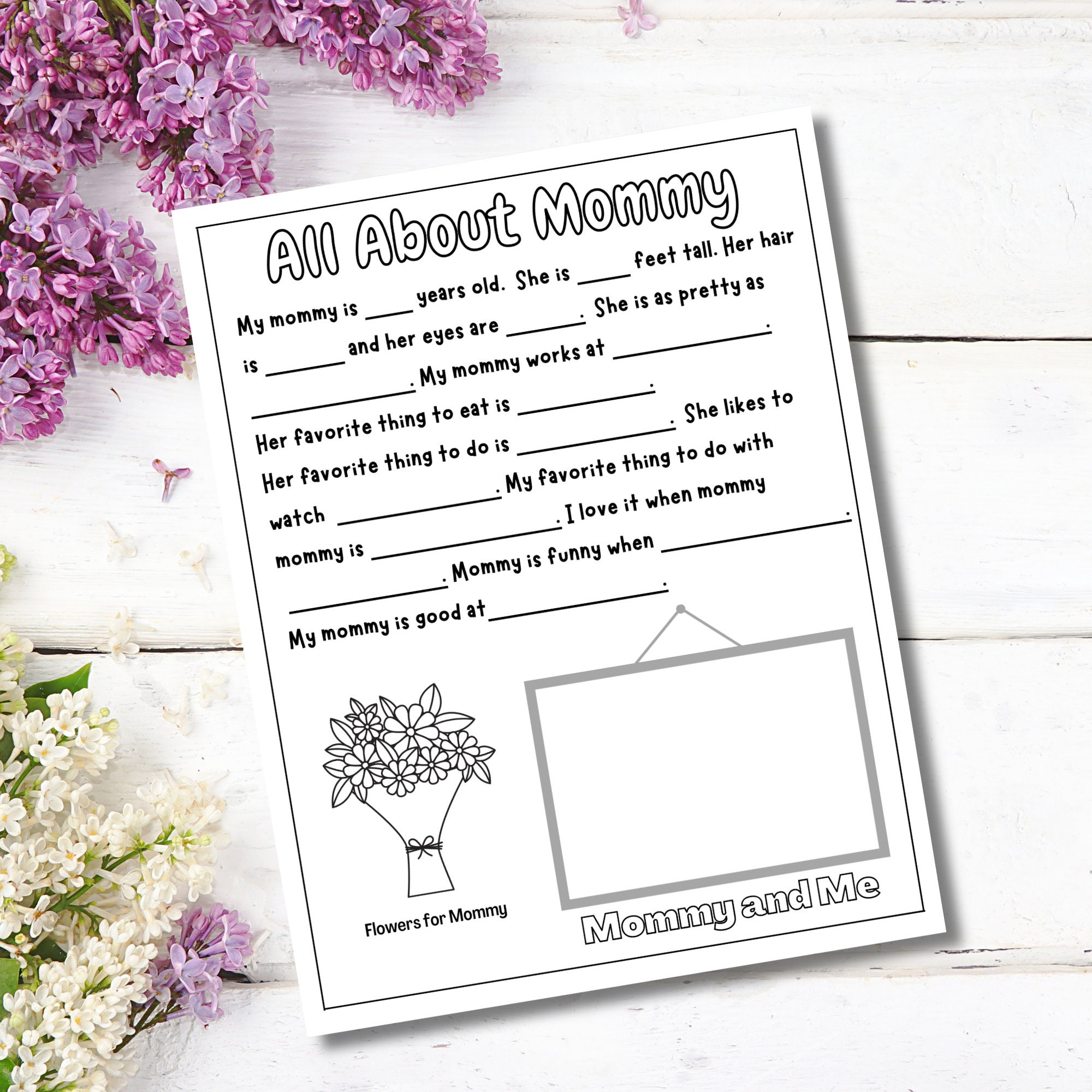 All About Mommy Printable, Mother's Day Gift, Birthday Gift From Kids ...