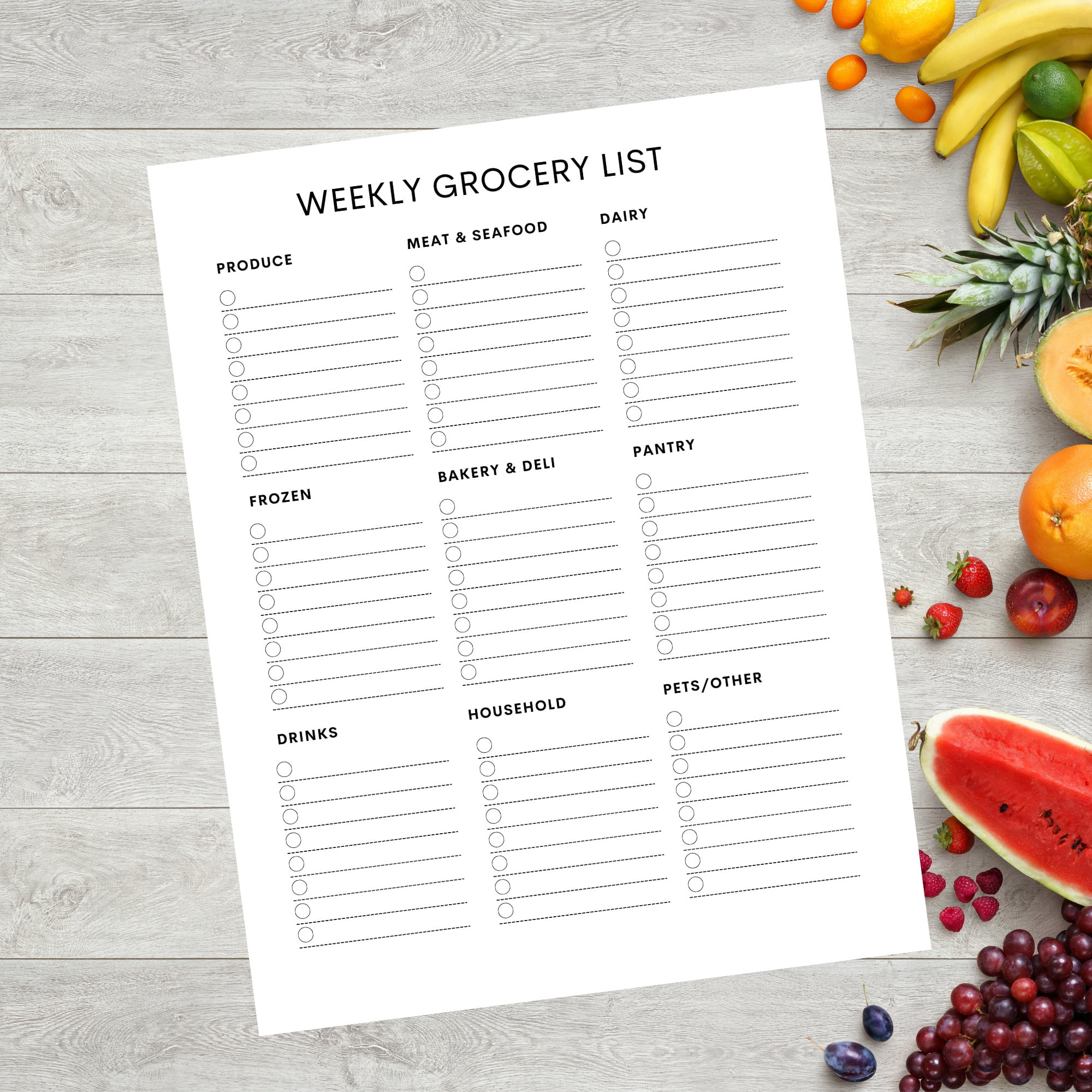 Weekly Grocery List Printable, Shopping List, Grocery Checklist - Etsy
