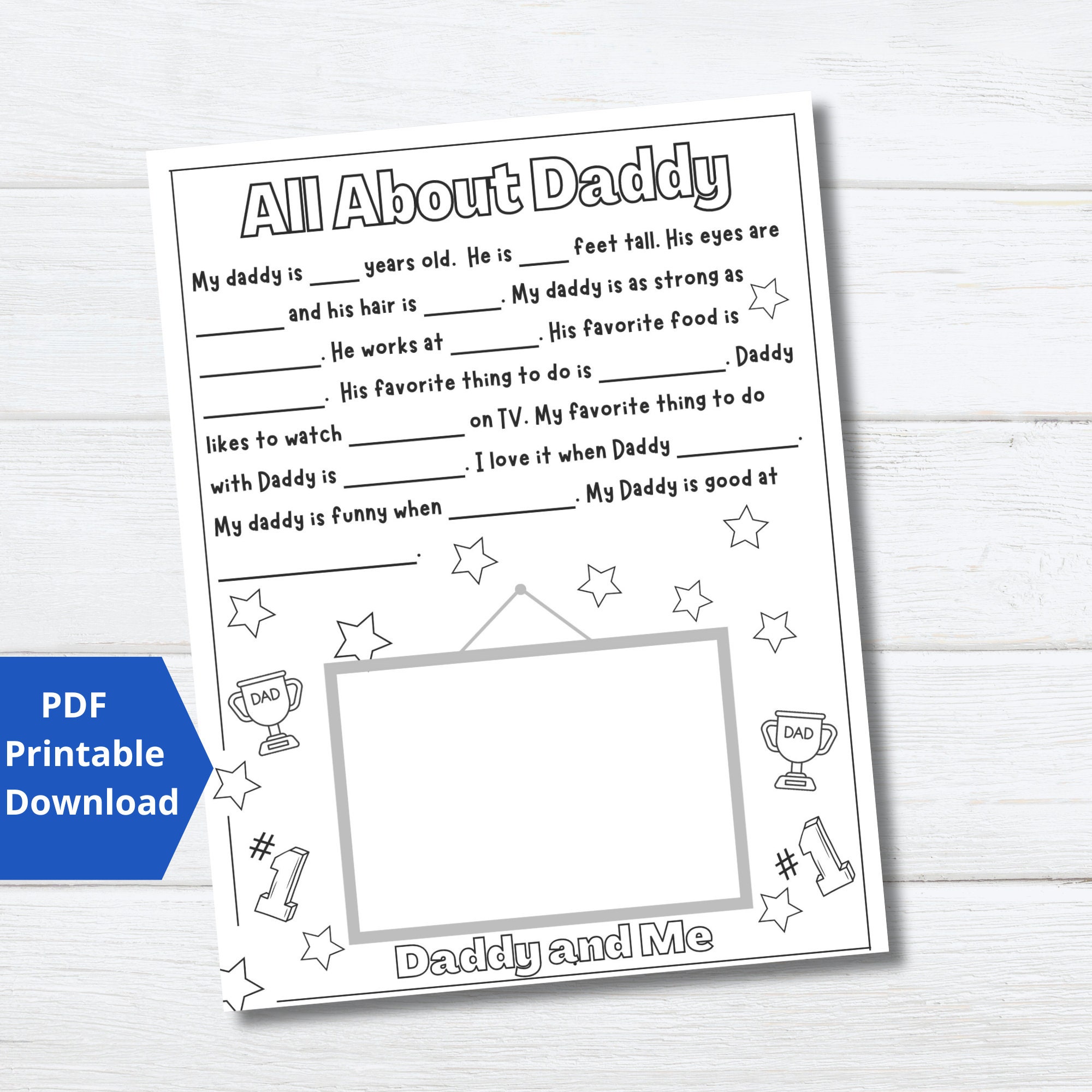 All About Daddy Printable, Father's Day Gift From Kids,daddy ...