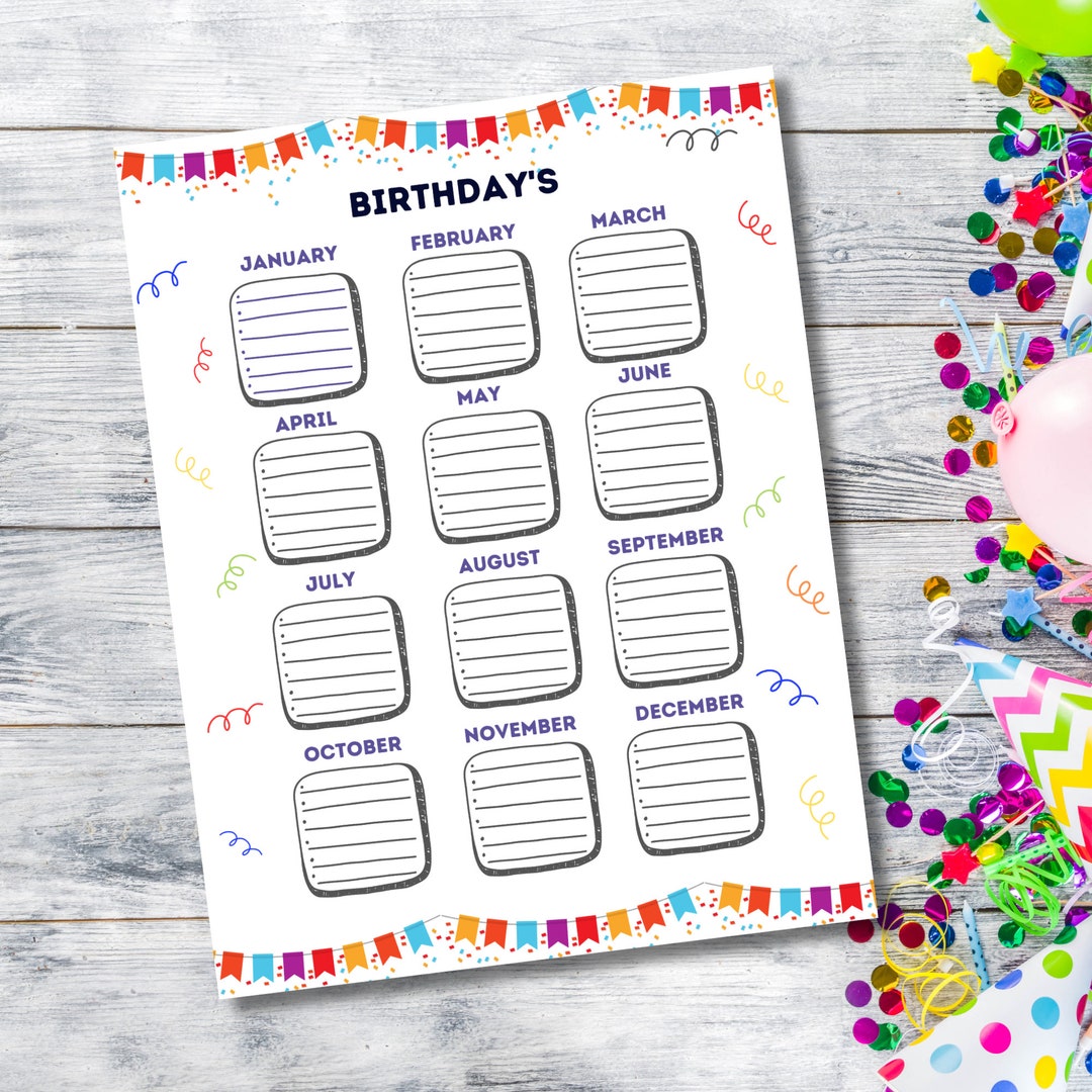 Birthday Calendar, Birthday Tracker, Birthday Planner, Birthday ...