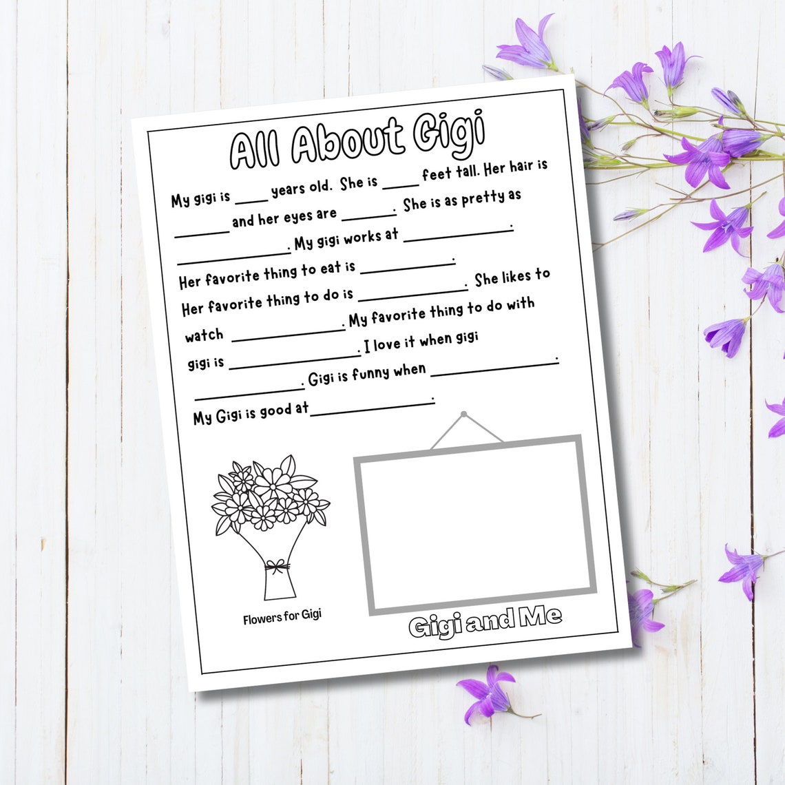 All About Gigi Printable, Gigi Interview, Gigi Questionnaire, Gigi Gifts, Mother's Day, Gigi ...