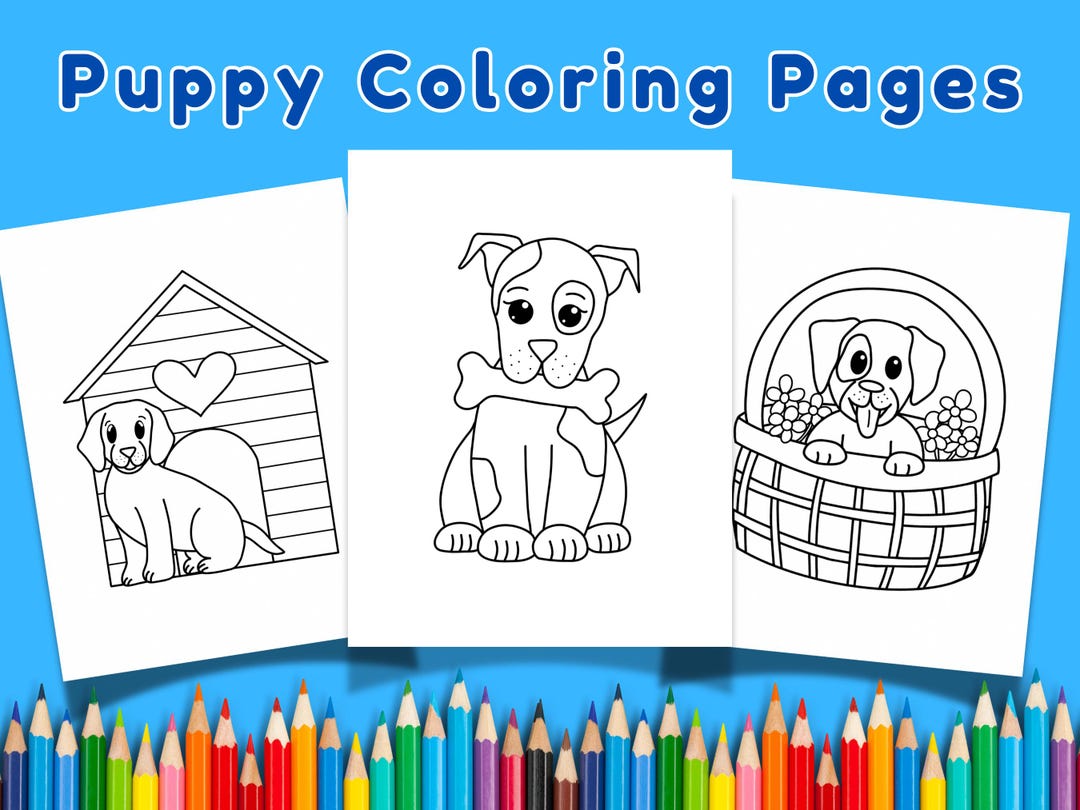 Puppy Coloring Pages: Kids & Adults Activity (PDF Download) - Etsy