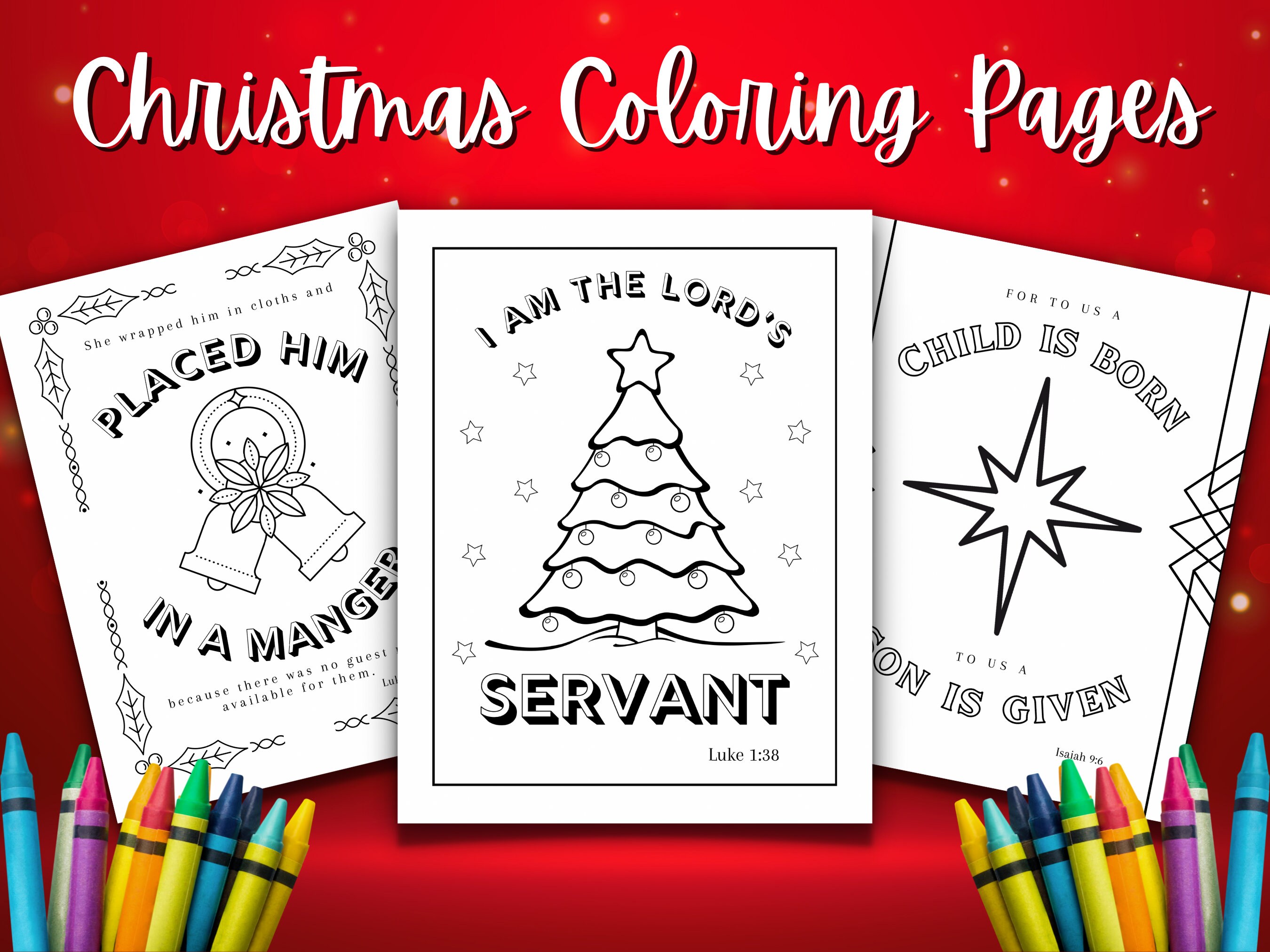 Christmas Bible Verse Coloring Pages: Christian Kids Activity (PDF) - Etsy