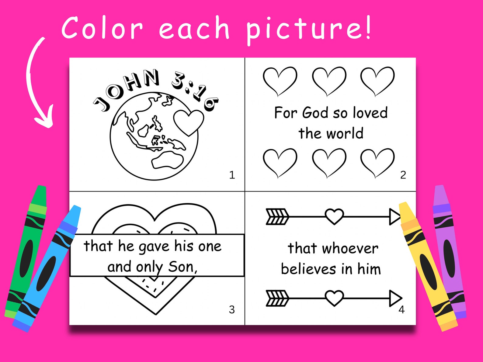 Christian Valentines Day Bible Coloring Pages Craft Kids, John 3:16 ...