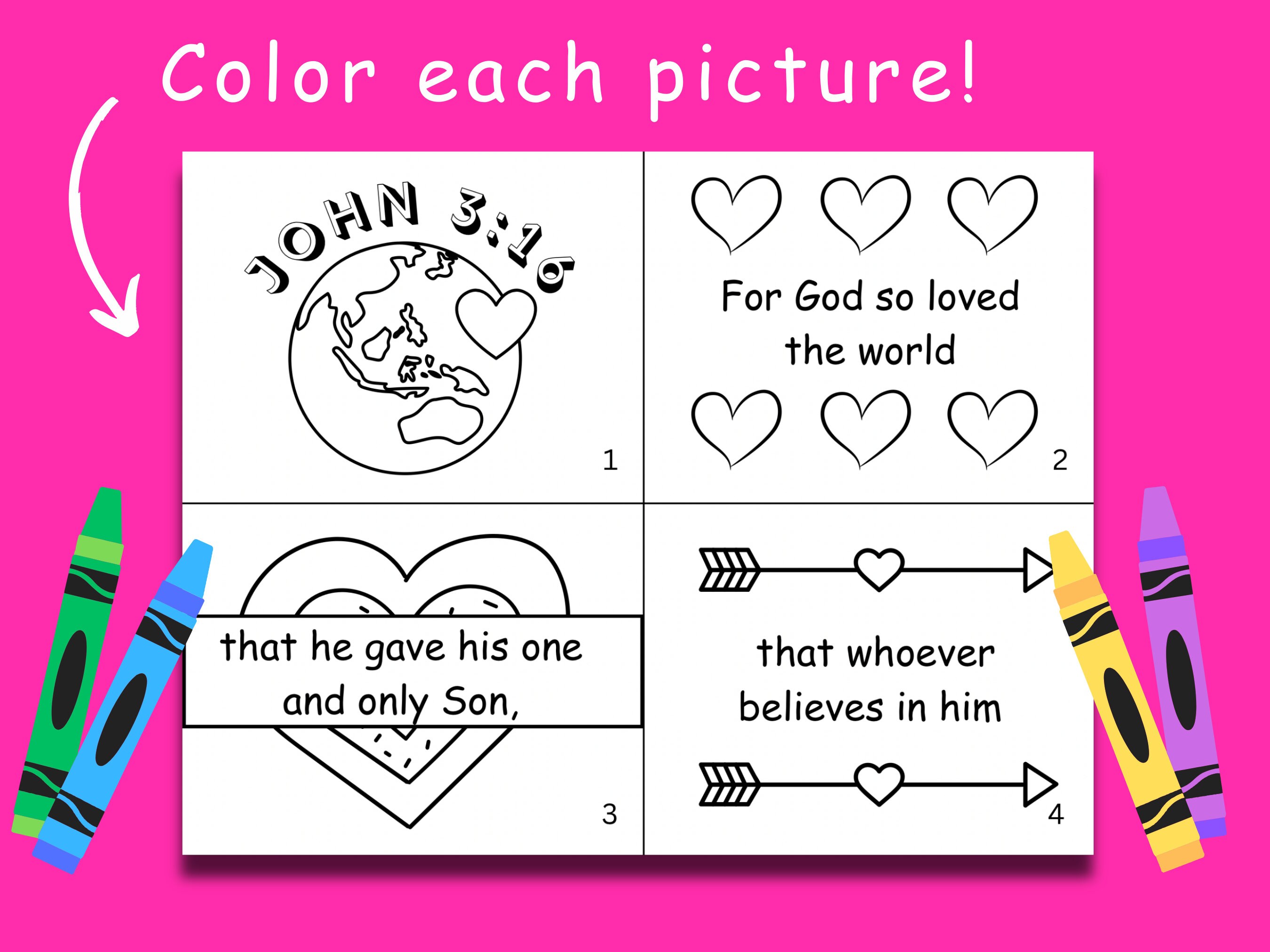 Christian Valentines Day Bible Coloring Pages Craft Kids, John 3:16 ...
