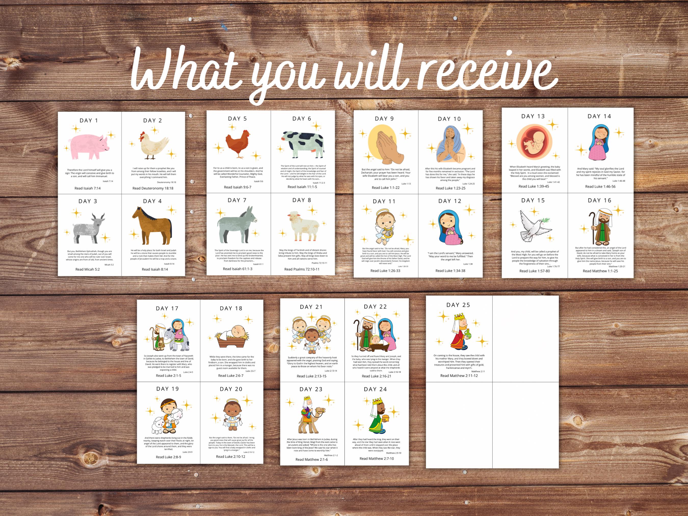 Advent Scripture Cards, Advent Calendar, Nativity Advent Calendar, Kids ...