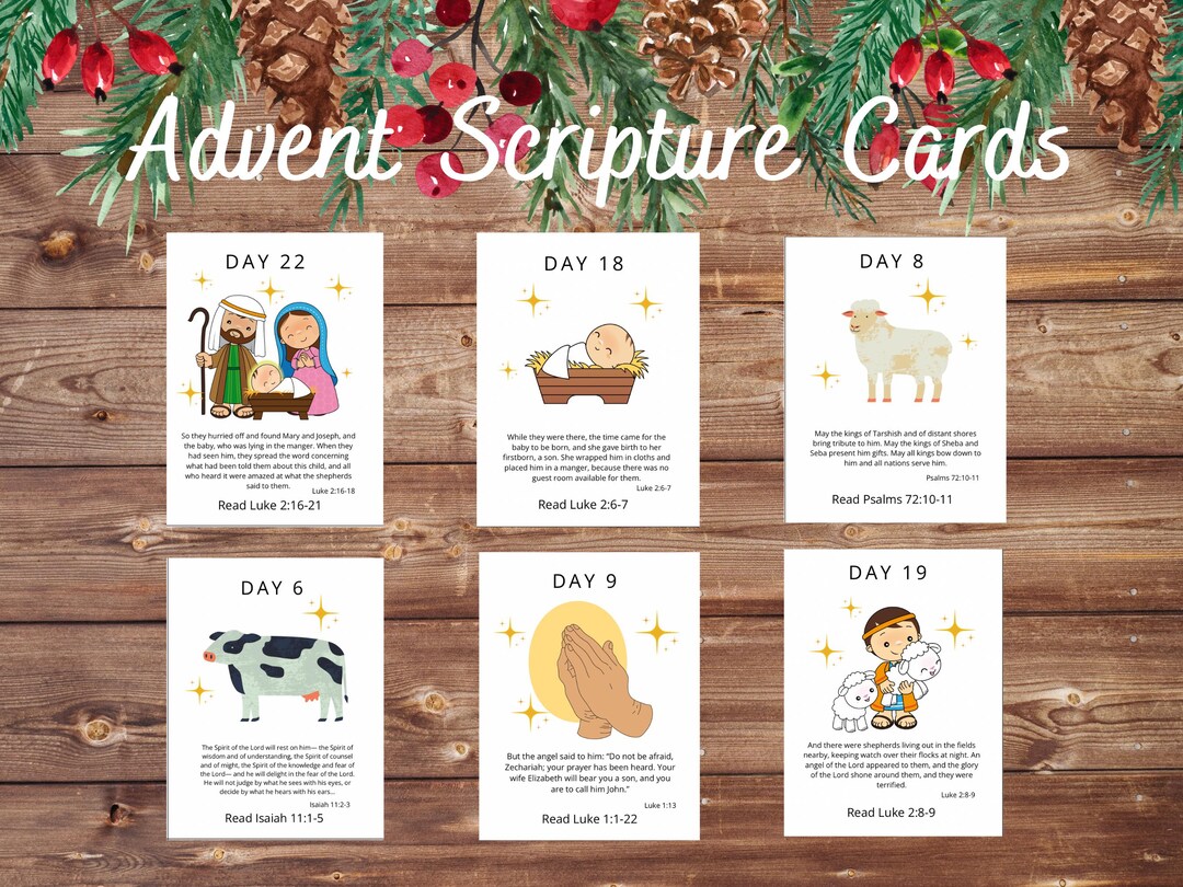 Advent Scripture Cards, Advent Calendar, Nativity Advent Calendar, Kids ...
