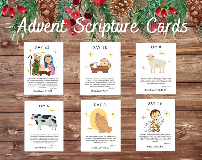 Christian Advent Calendar Scripture Cards Gift for Kids Christmas Bible ...
