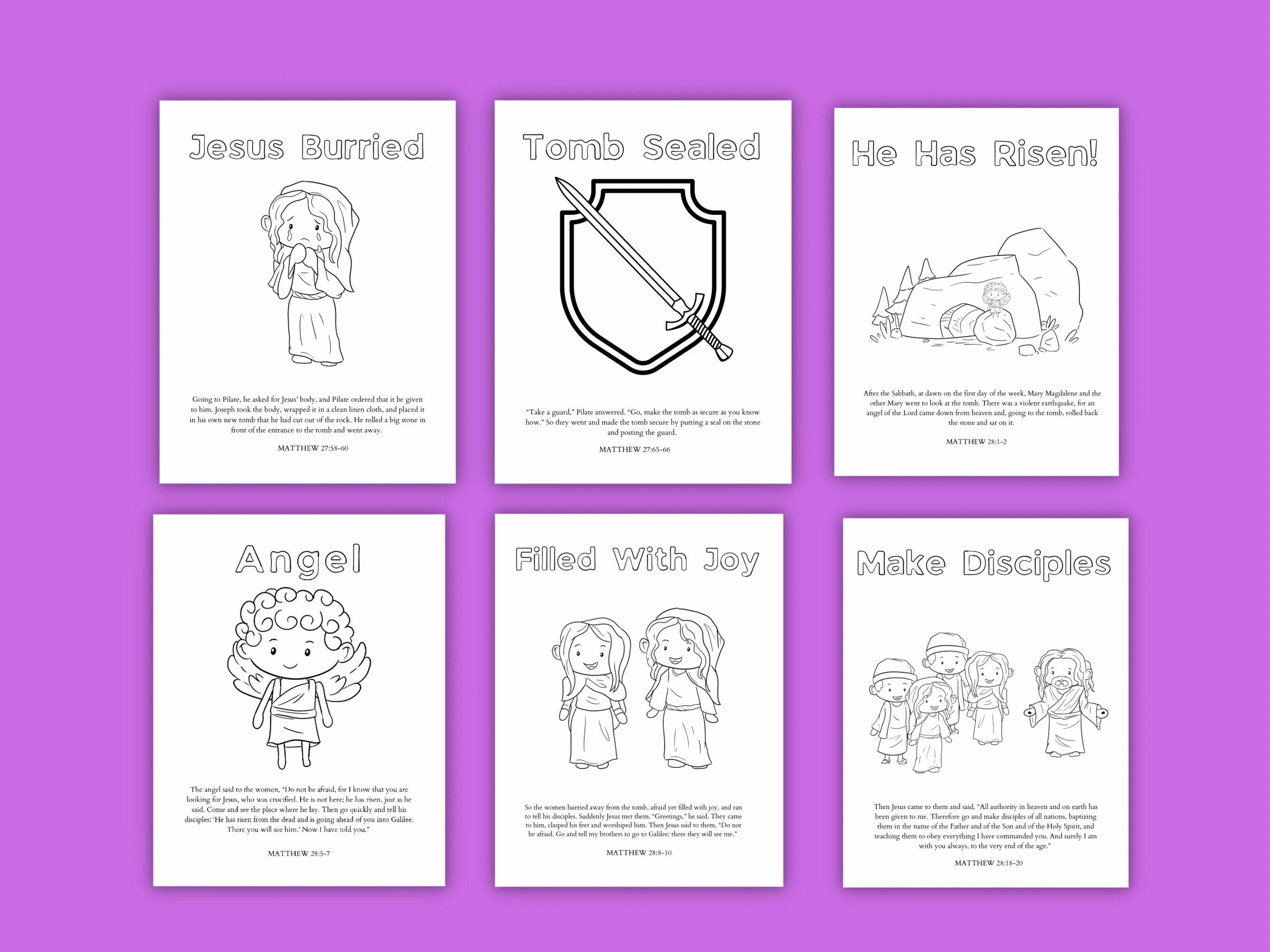 Easter Story Coloring Page, Holy Week Scripture Craft Kids ...