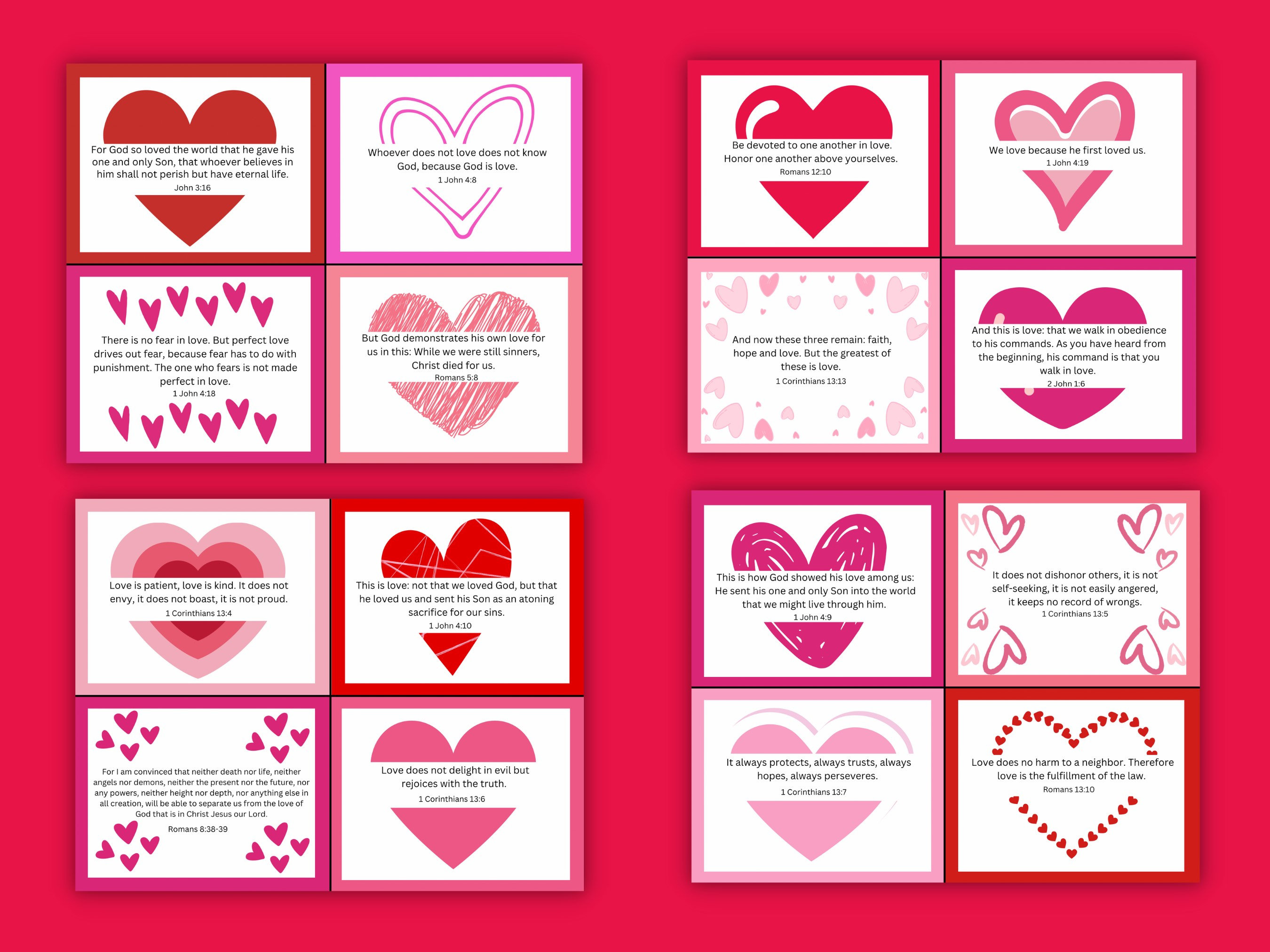 Christian Valentine Scripture Cards, Love Bible Cards for Kids Family ...